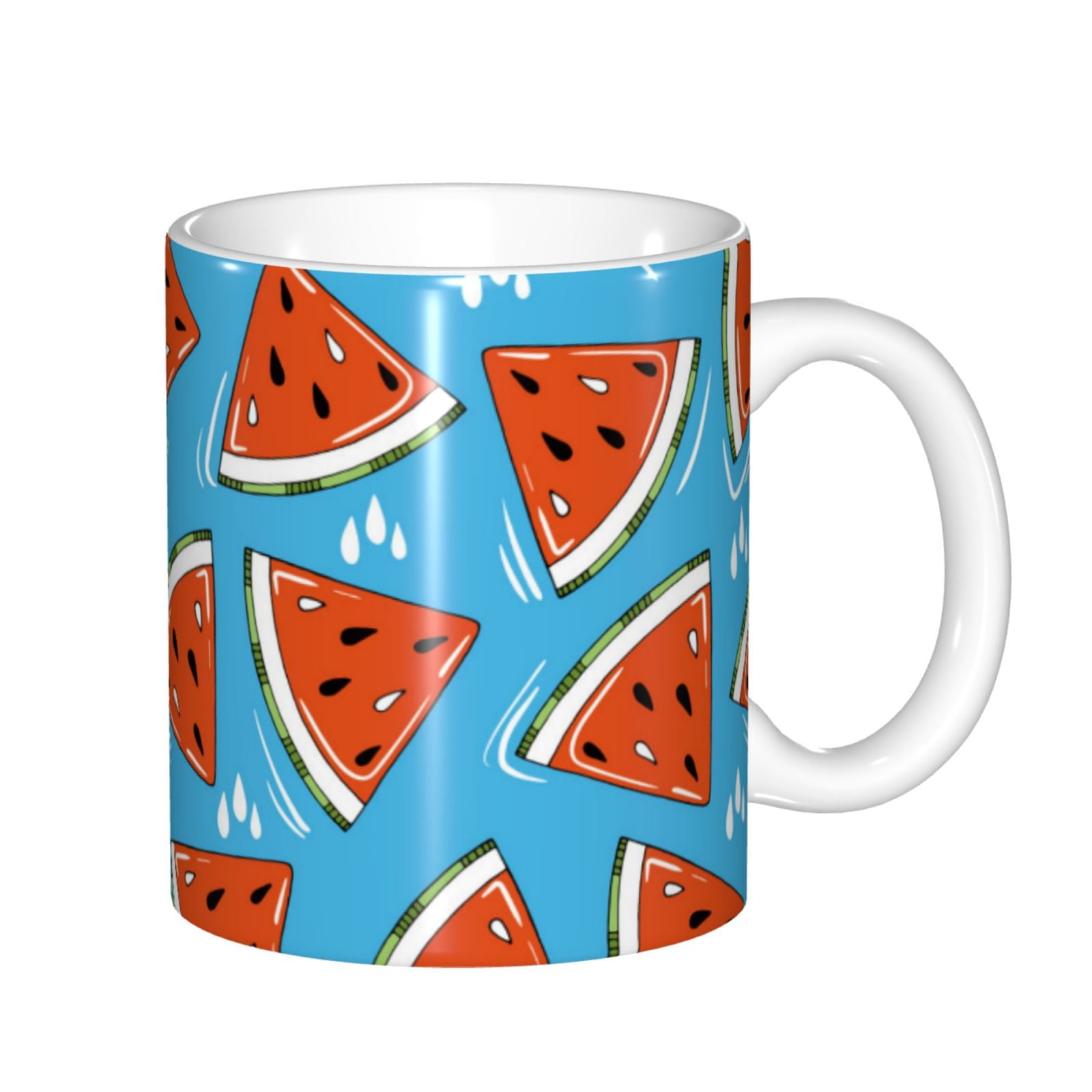 Yiaed Cartoon Watermelon Print Ceramics Coffee,Large Handle Design ...
