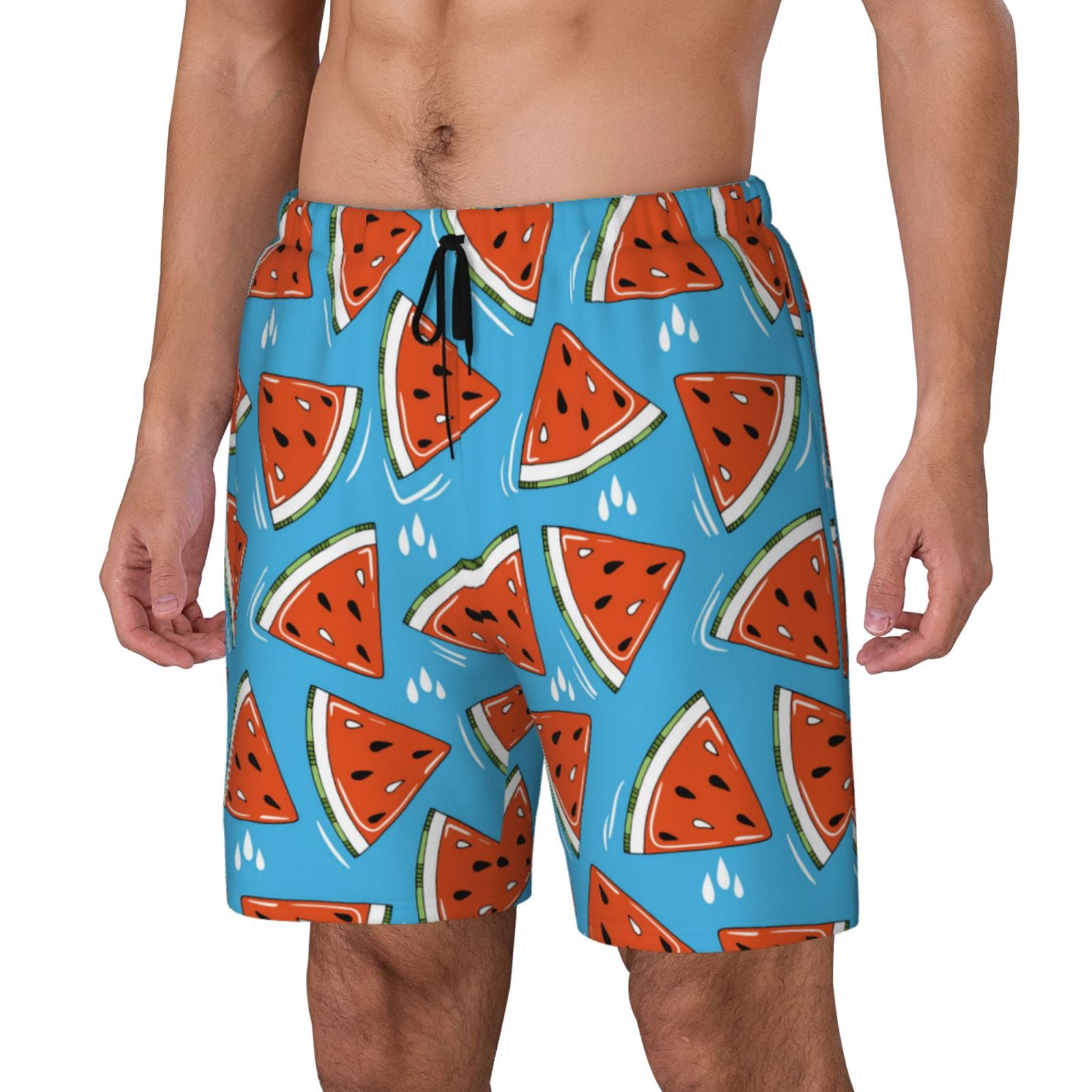Yiaed Cartoon Watermelon Print Mens Swim Trunks Bathing Suit ...