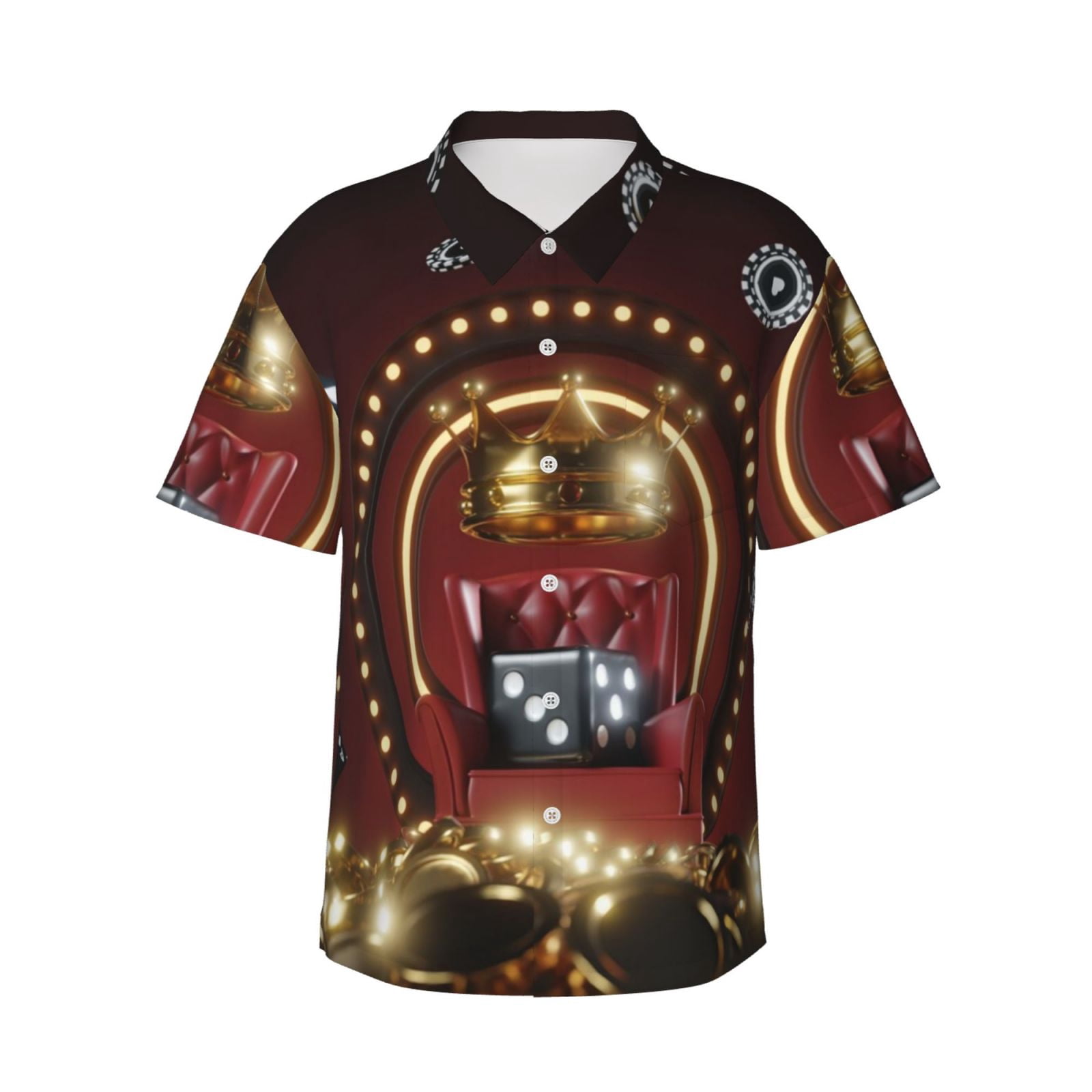 Yiaed Casino King And Playing Cards Print Hawaiian Shirt for Men Short ...