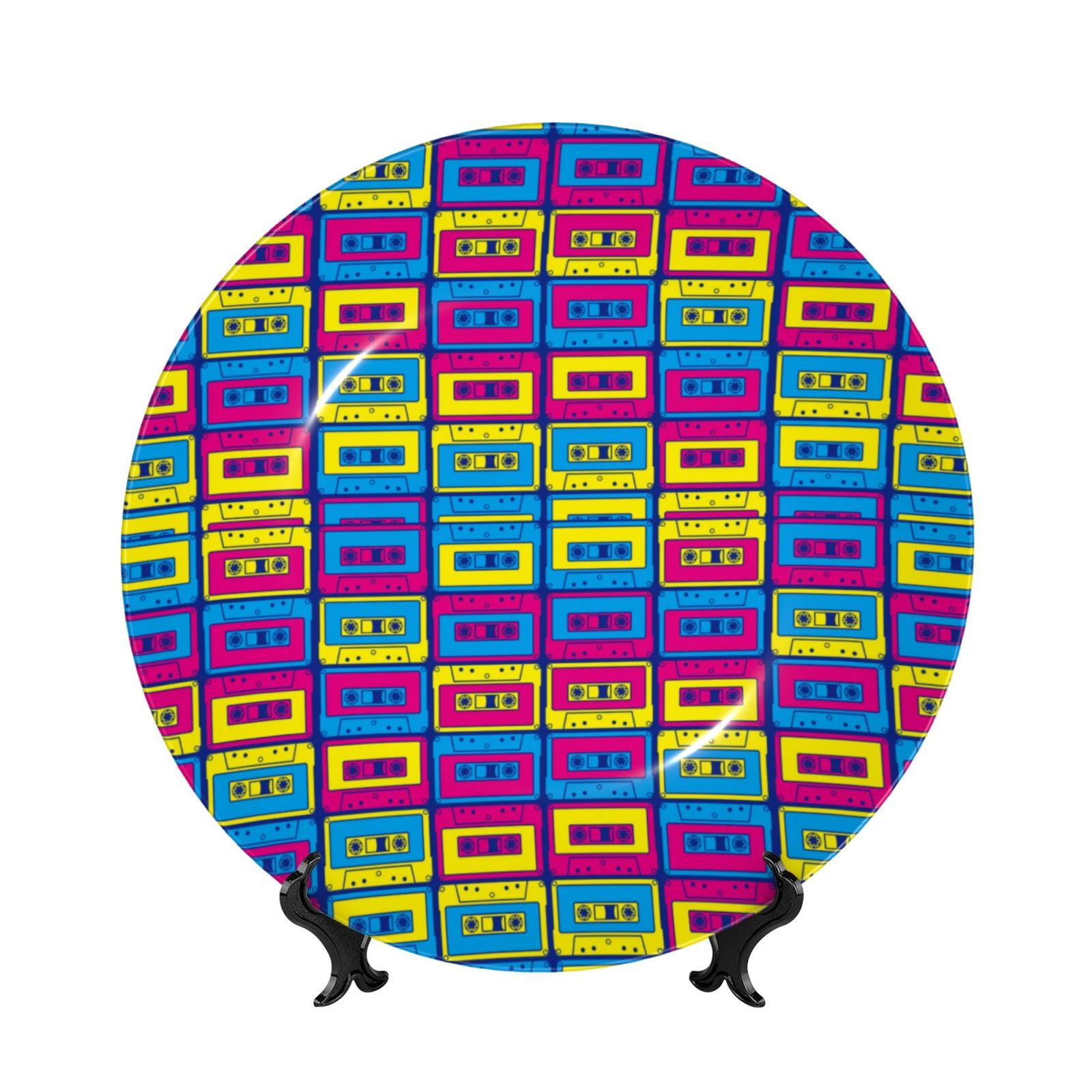 Yiaed Cassette Tapes Print Bone China Decorative Plate Ceramic Dinner ...