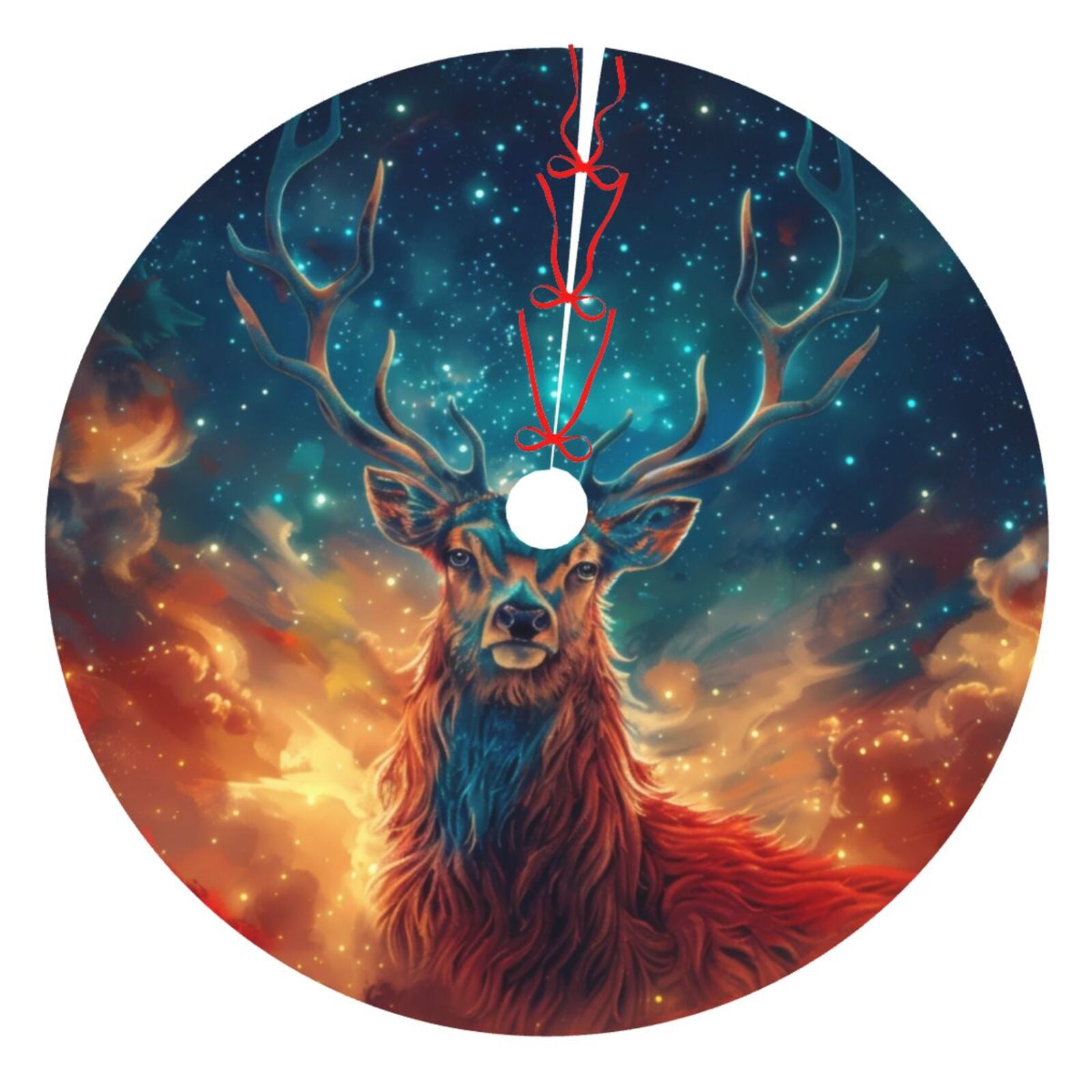 Yiaed Celestial Stag Cosmic Glow Print Christmas Tree Skirt , Tree ...