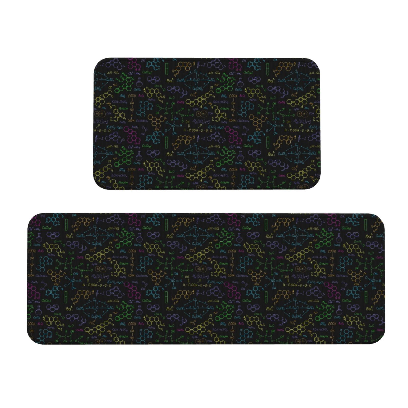 Yiaed Chemistry Formulas Kitchen Rugs Sets of 2 Kitchen Mats Cushioned ...