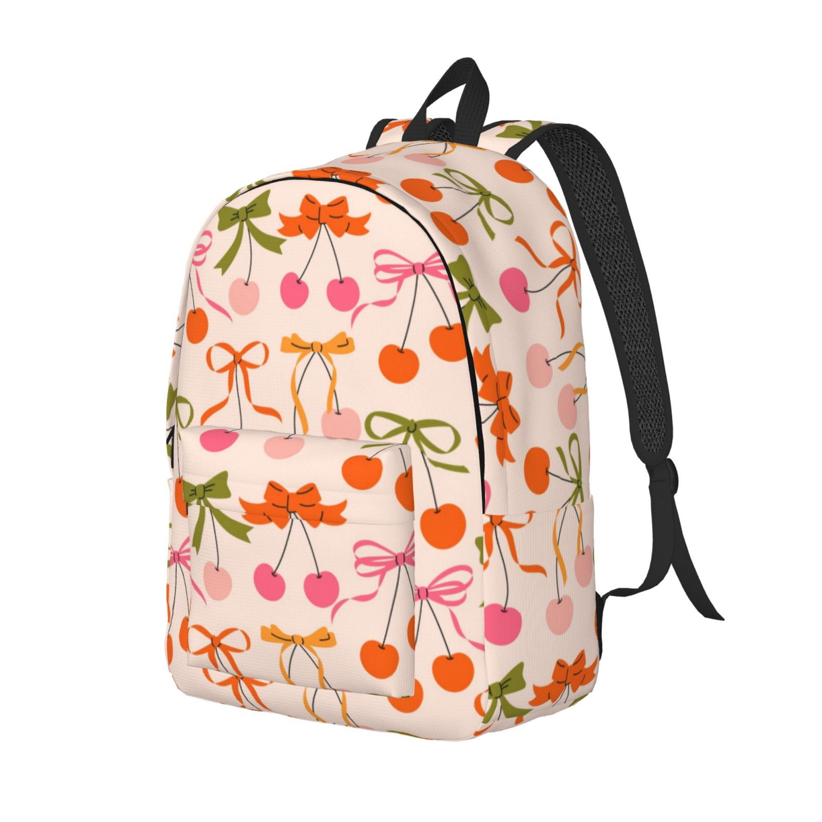 Yiaed Cherries And Bows Print Laptop Backpack Travel Canvas Backpack ...