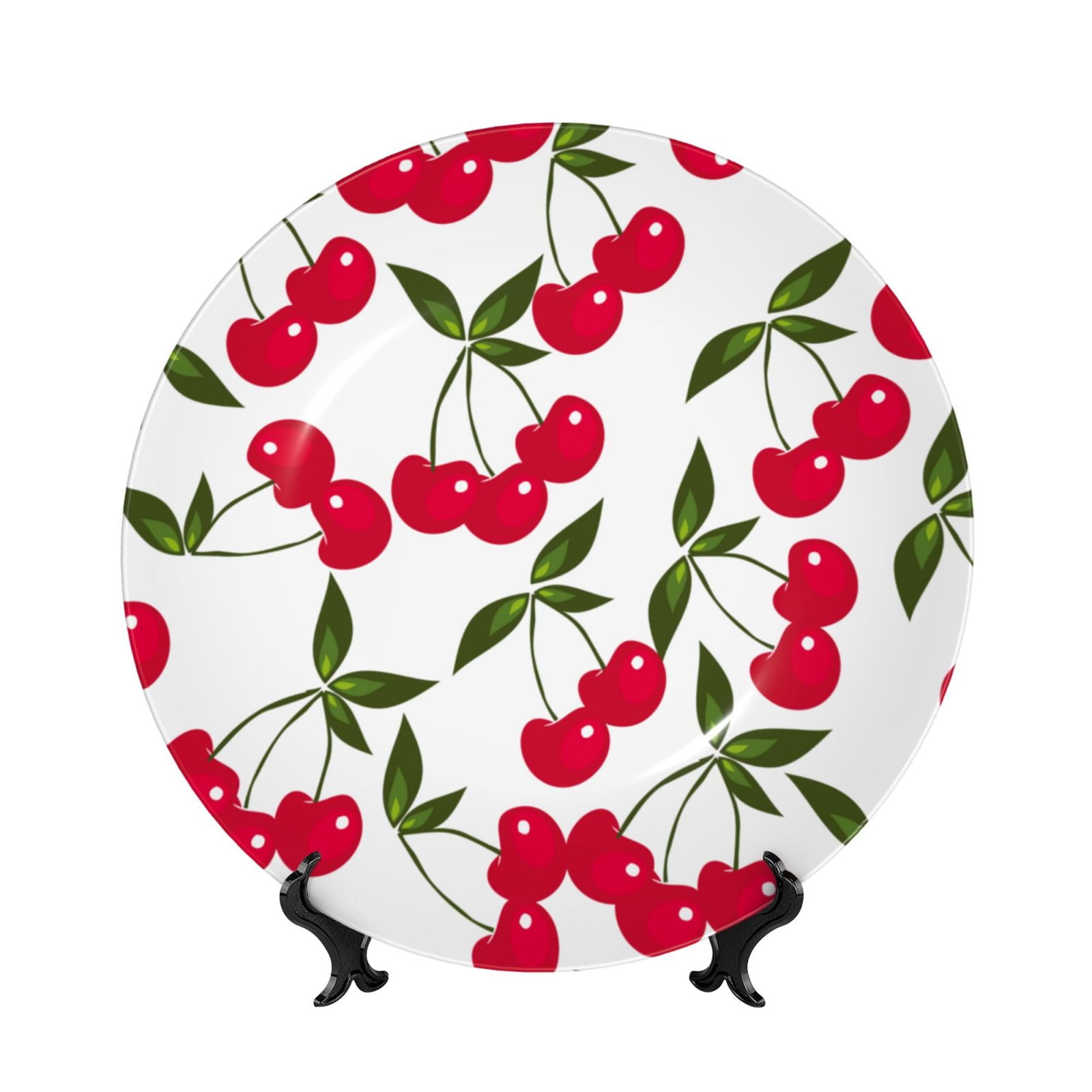 Yiaed Cherry Print Bone China Decorative Plate Ceramic Dinner Plates ...