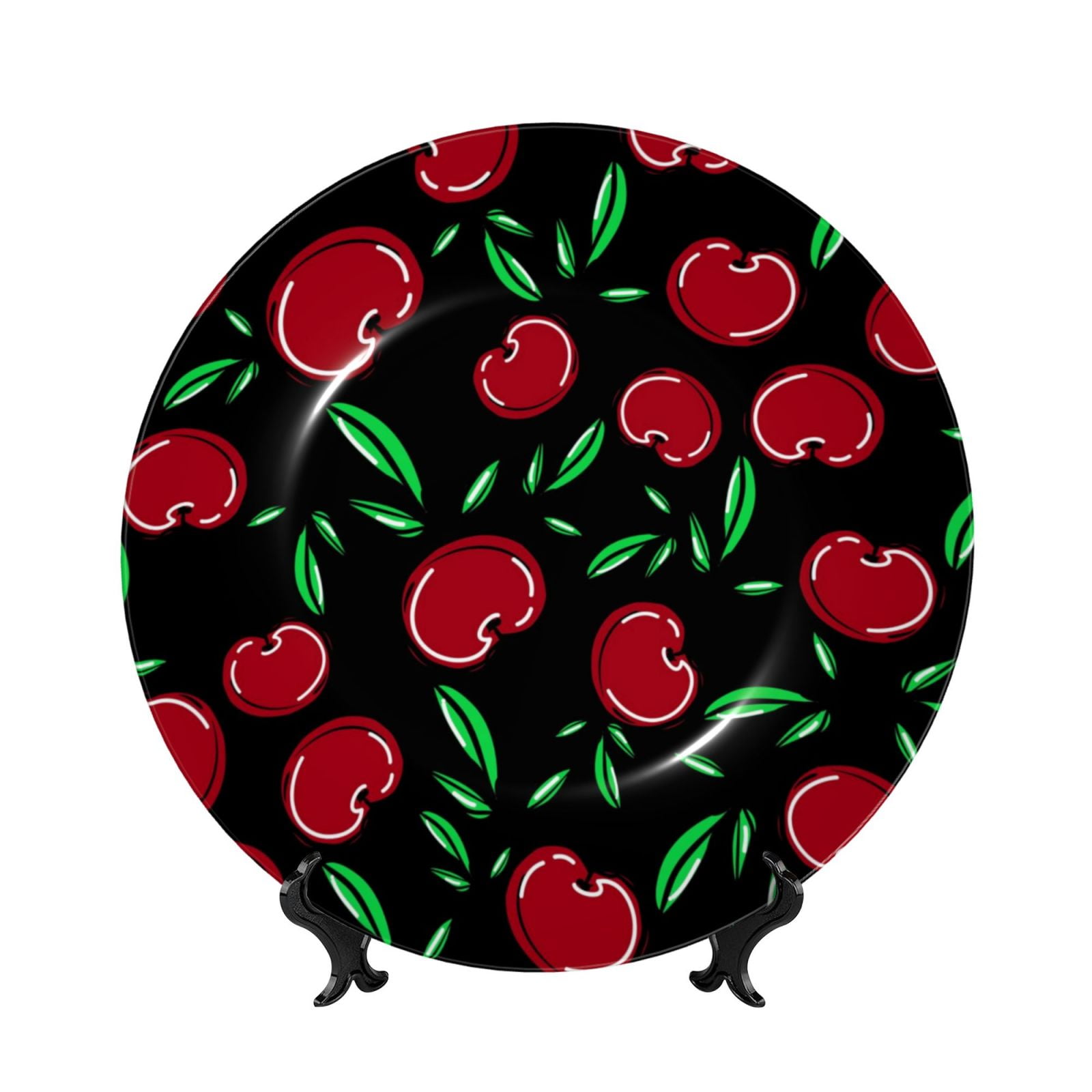 Yiaed Cherry Print Bone China Decorative Plate Ceramic Dinner Plates ...
