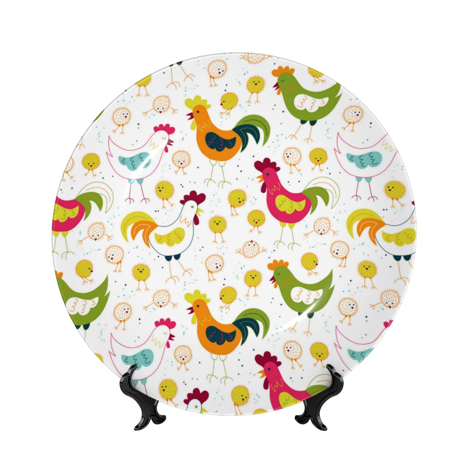 Yiaed Chickens A Print Bone China Decorative Plate Ceramic Dinner ...