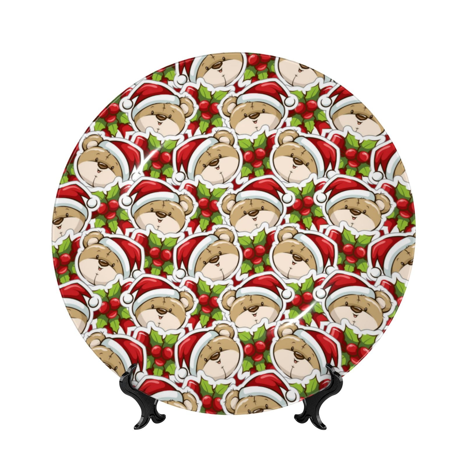 Yiaed Christmas Hat bear Print Bone China Decorative Plate Ceramic ...