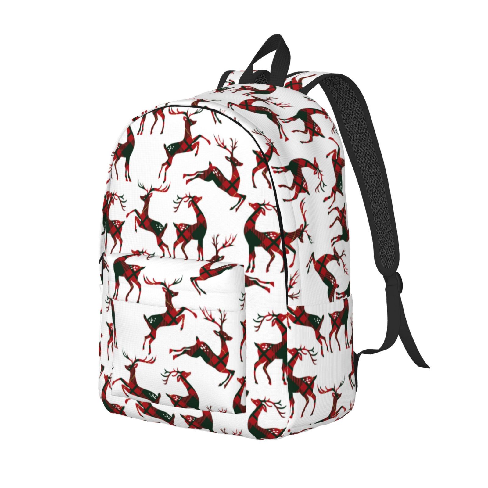 Yiaed Christmas Plaid Moose Print Laptop Backpack Travel Canvas ...