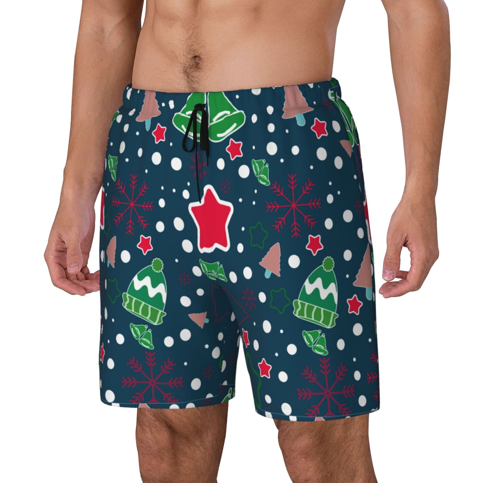 Yiaed Christmas Print Mens Swim Trunks Bathing Suit Compression Liner ...