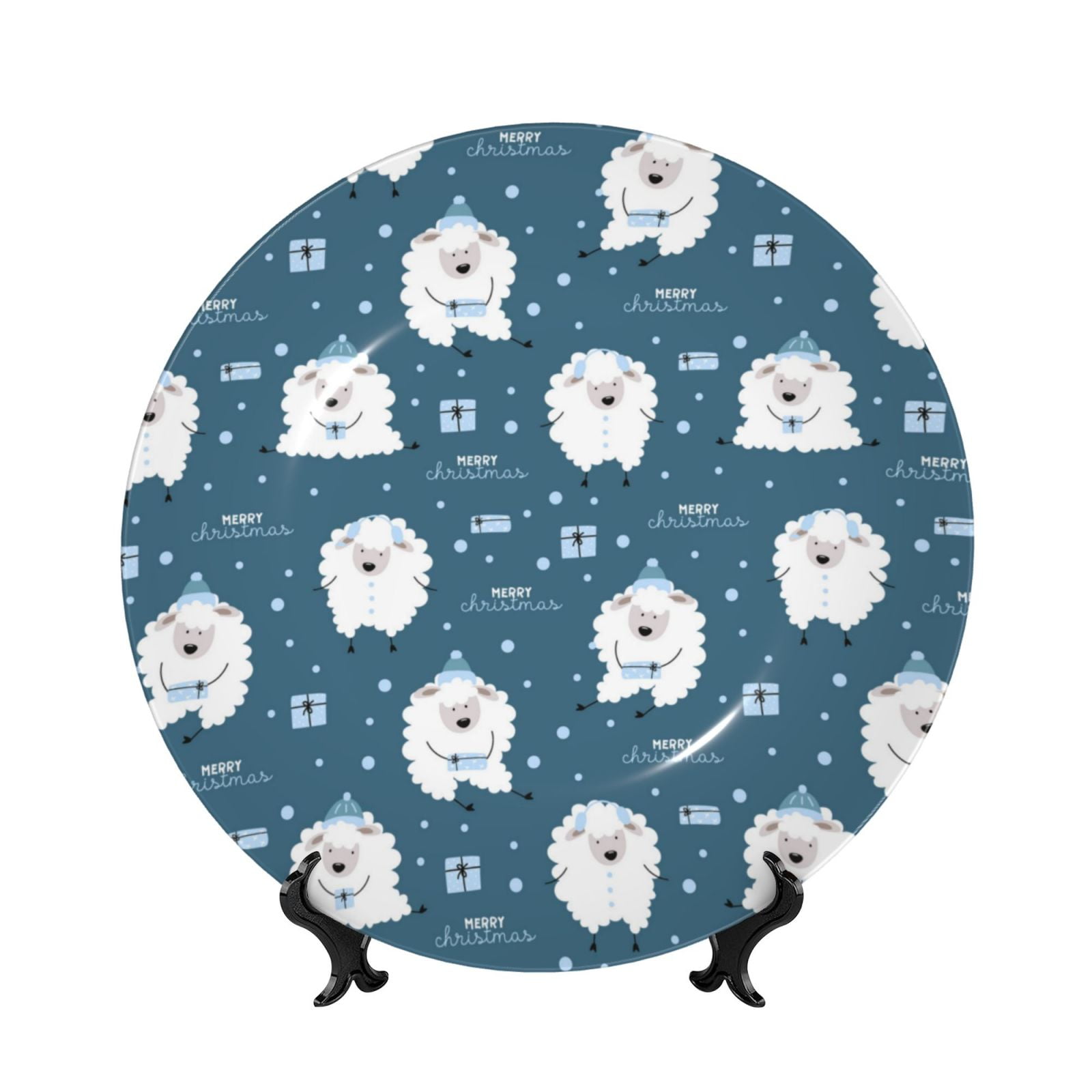 Yiaed Christmas sheep Print Bone China Decorative Plate Ceramic Dinner ...