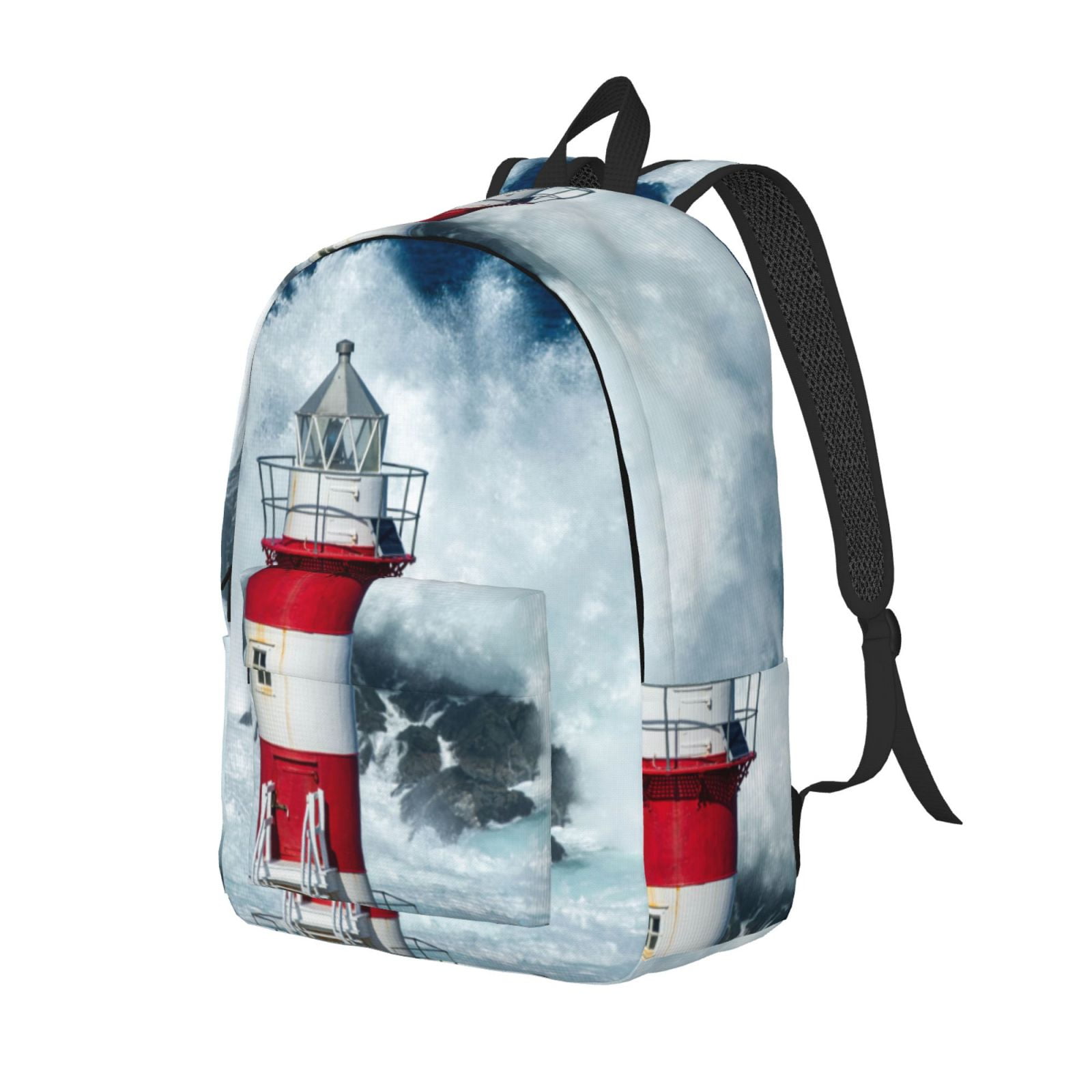 Yiaed Circular Lighthouse Print Print Laptop Backpack Travel Canvas Backpack Vintage Aesthetic ...