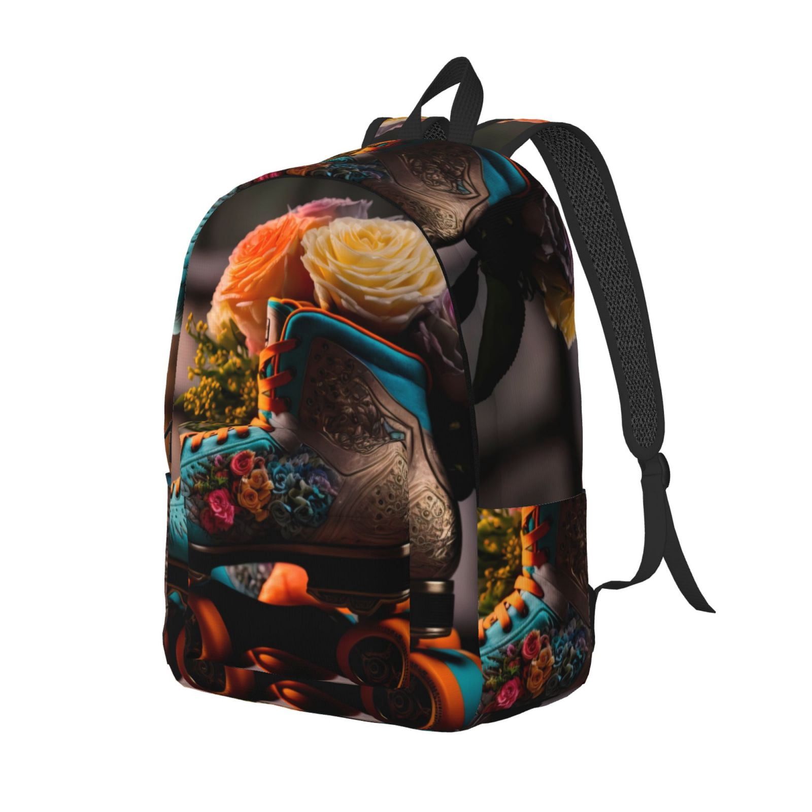Yiaed Classic Floral Blue Skate Shoes Print Print Laptop Backpack ...