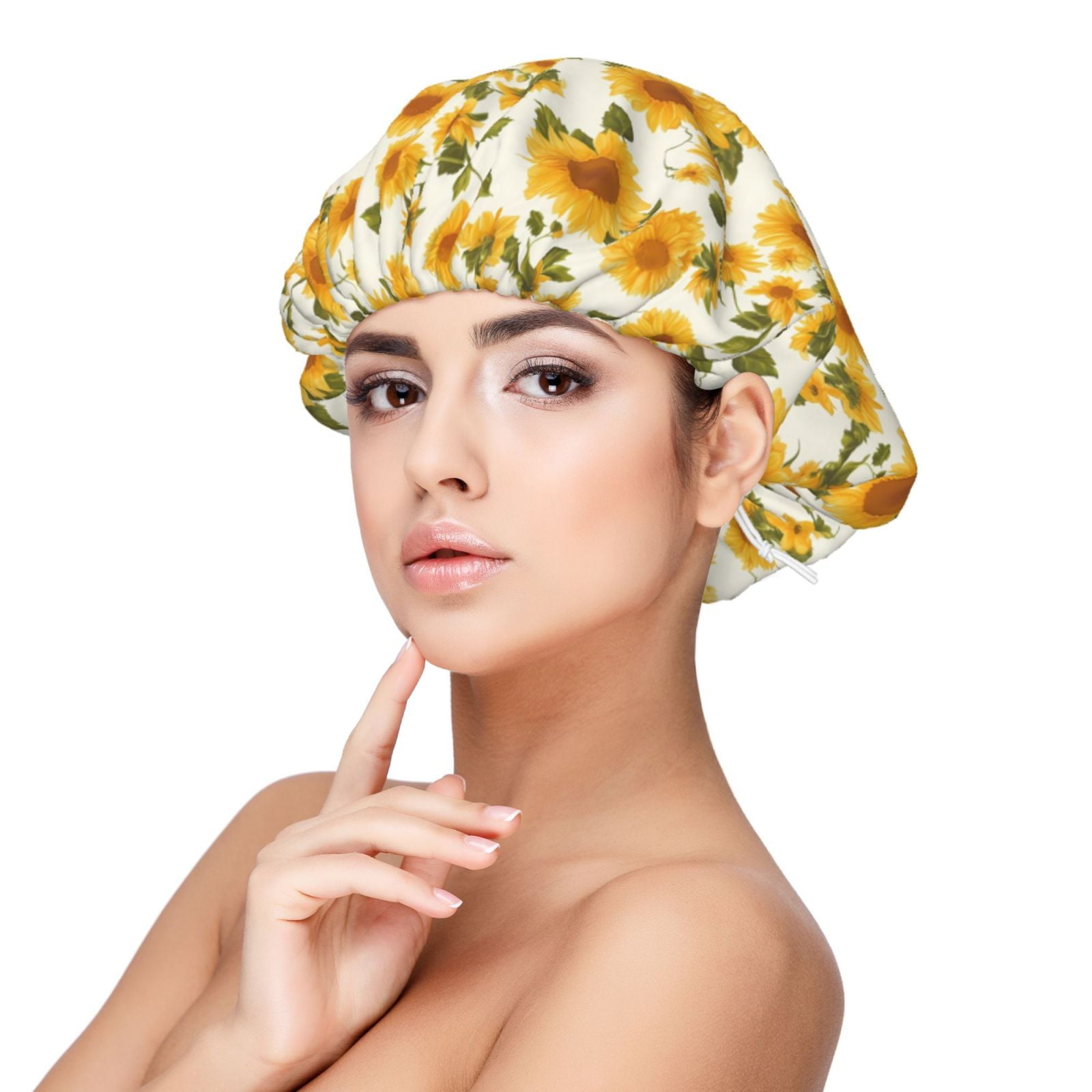 Yiaed Classical Cute Sunflower Print Satin Bonnet Silk Bonnet Hair ...
