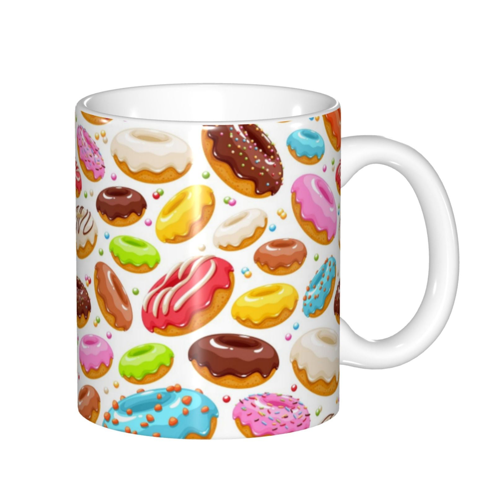 Yiaed Color Donut Print Ceramics Coffee,Large Handle Design,Extra Large ...