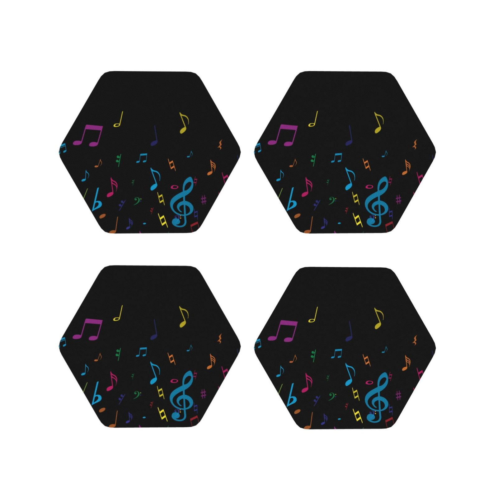 Yiaed Color Musical Notes Print Leather Coasters for Drinks - Cup ...