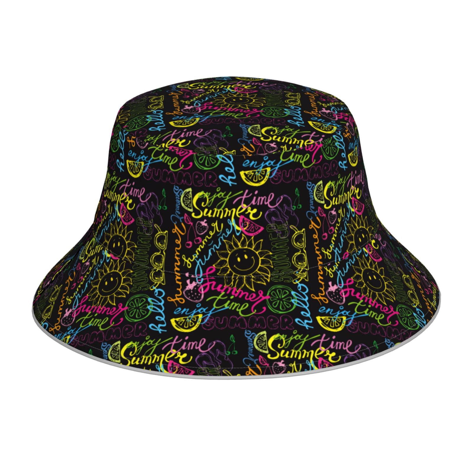 Yiaed Color Summer Print Reflective Stripe Bucket Hat Unisex Funny Outdoor Fisherman Cap Beach ...