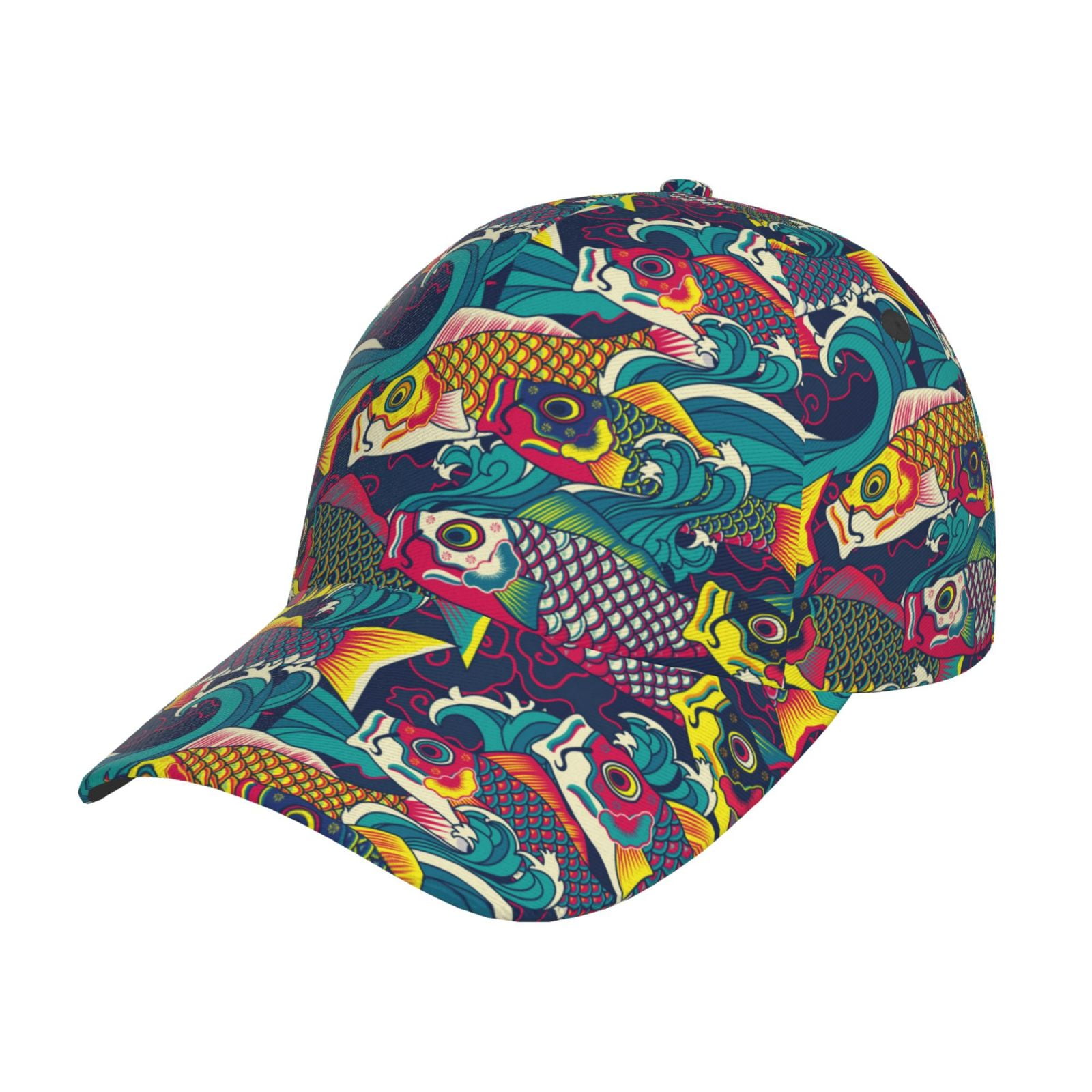 Yiaed Colorful Carp Streamer Print Cap Adjustable Size for Running ...