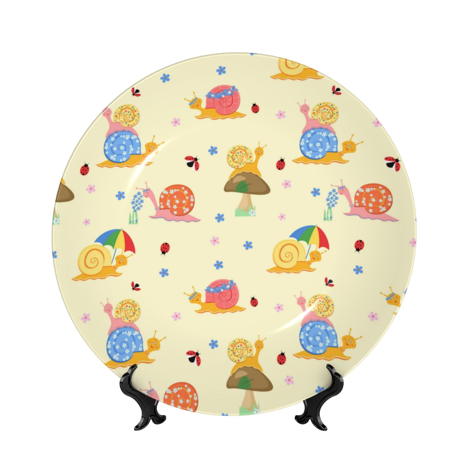 Yiaed Colorful Cartoon Snail Print Bone China Decorative Plate Ceramic ...