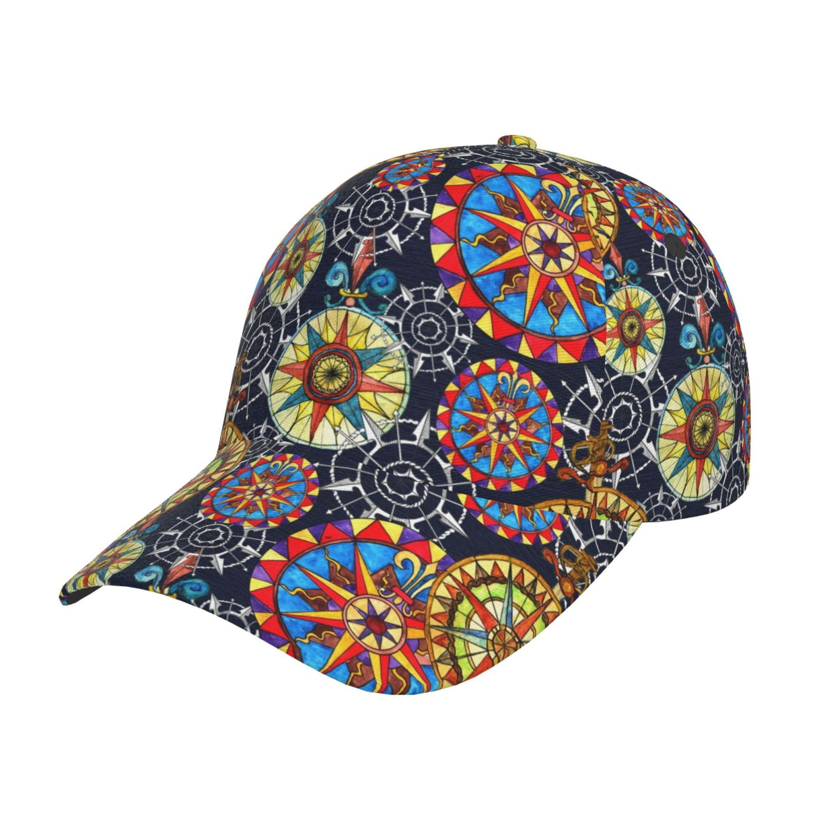 Yiaed Colorful Compasses Print Cap Adjustable Size for Running Workouts ...