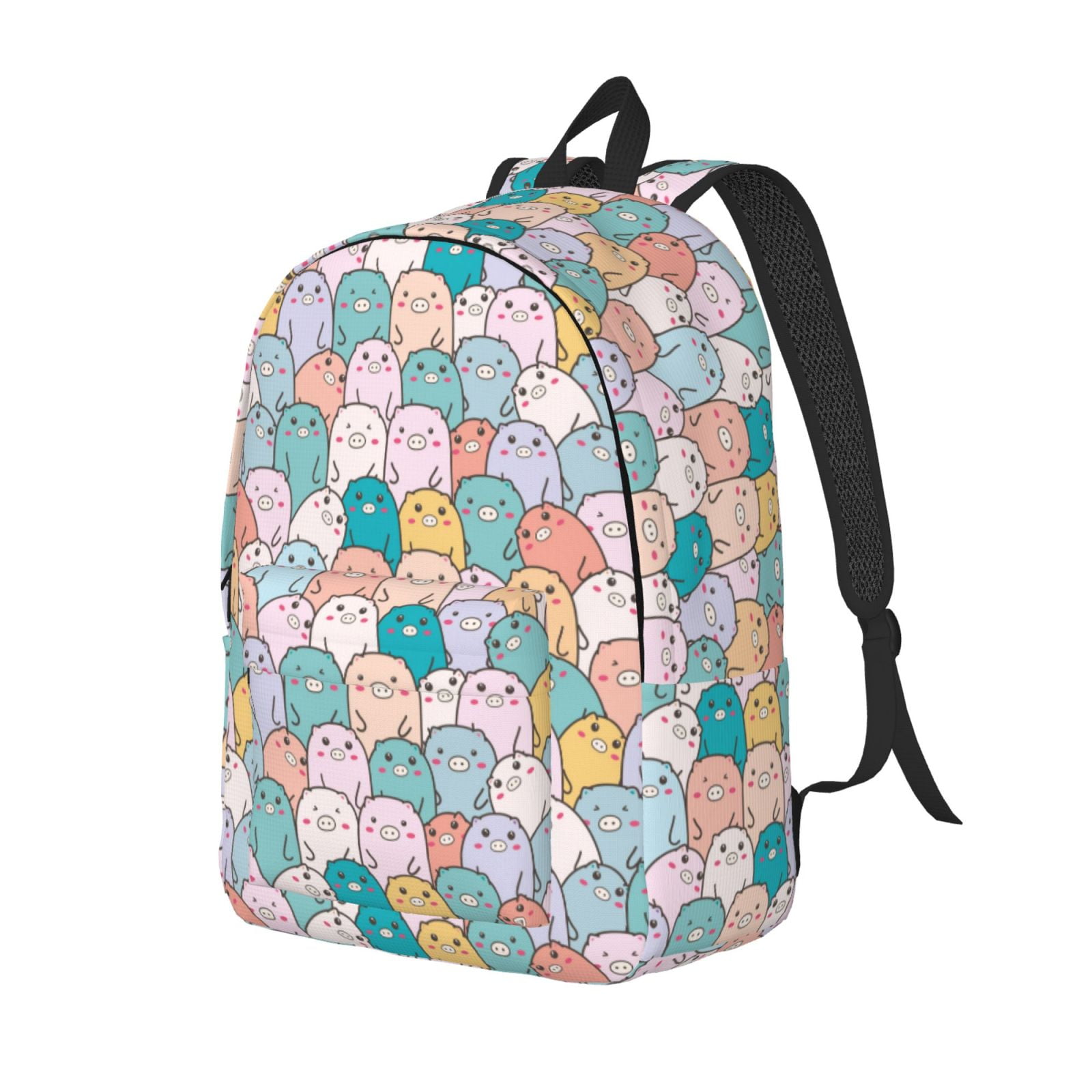 Yiaed Colorful Cute Pig Print Print Laptop Backpack Travel Canvas ...