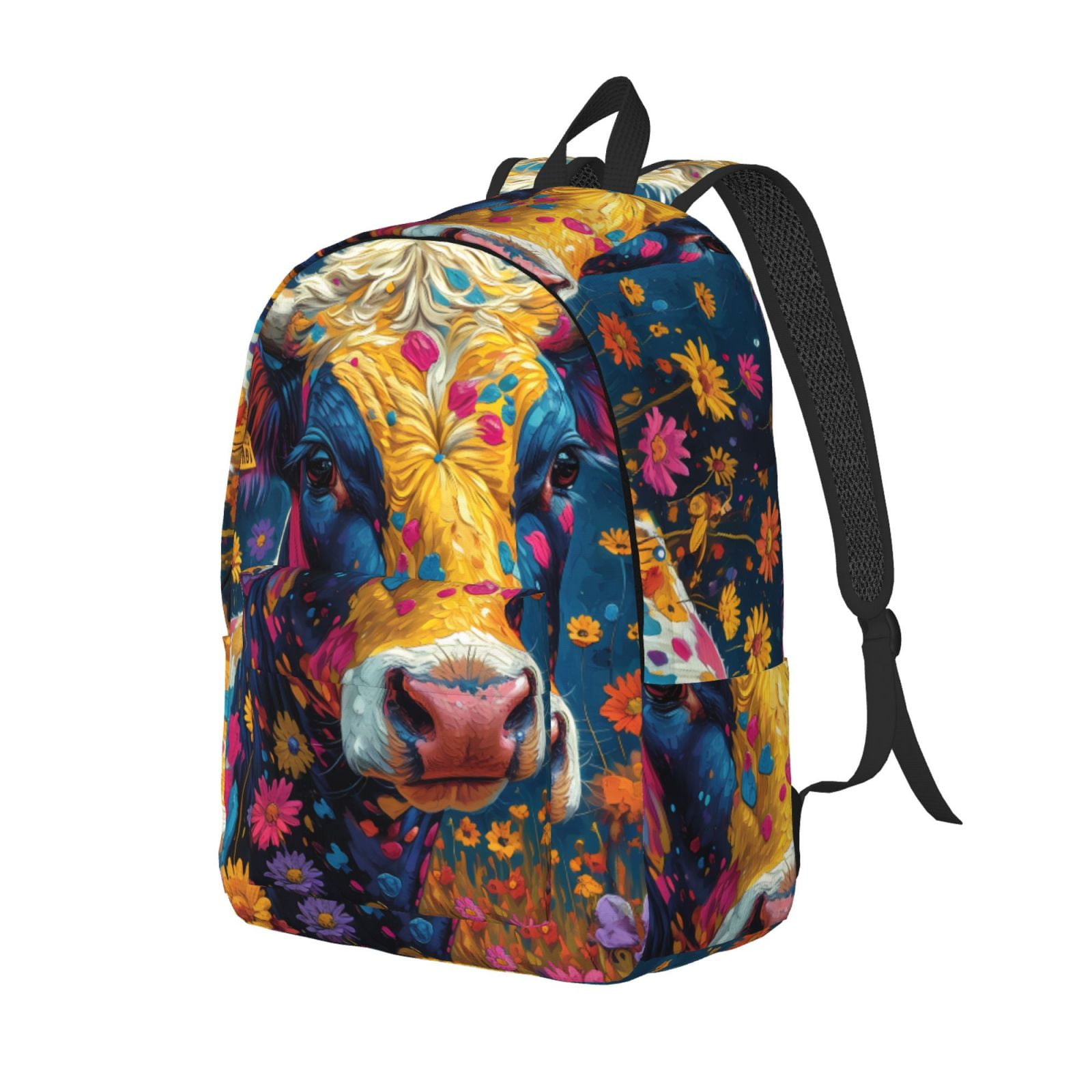 Yiaed Colorful Daisy Sunflower Cow Print Print Laptop Backpack Travel ...