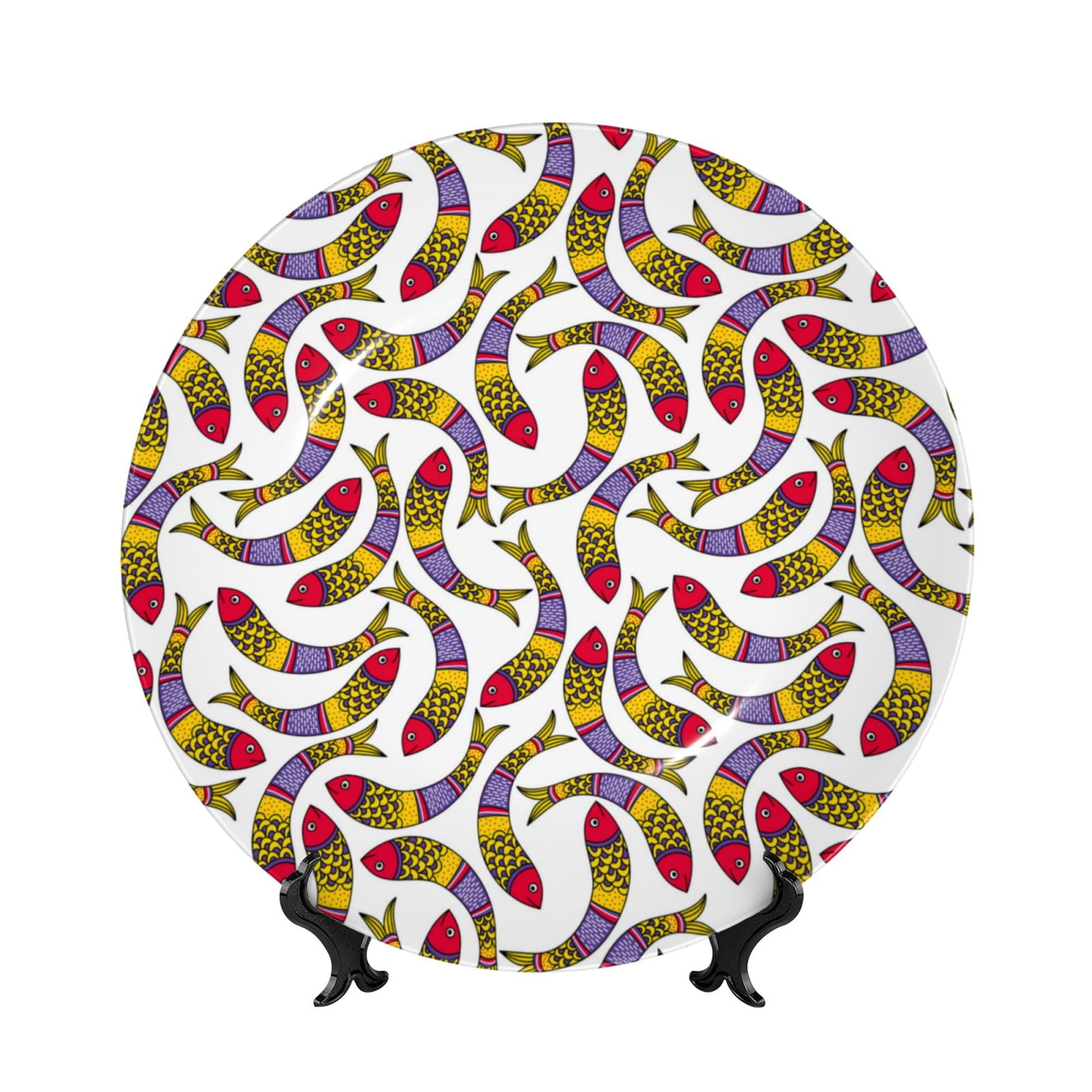Yiaed Colorful Fishes Print Bone China Decorative Plate Ceramic Dinner ...