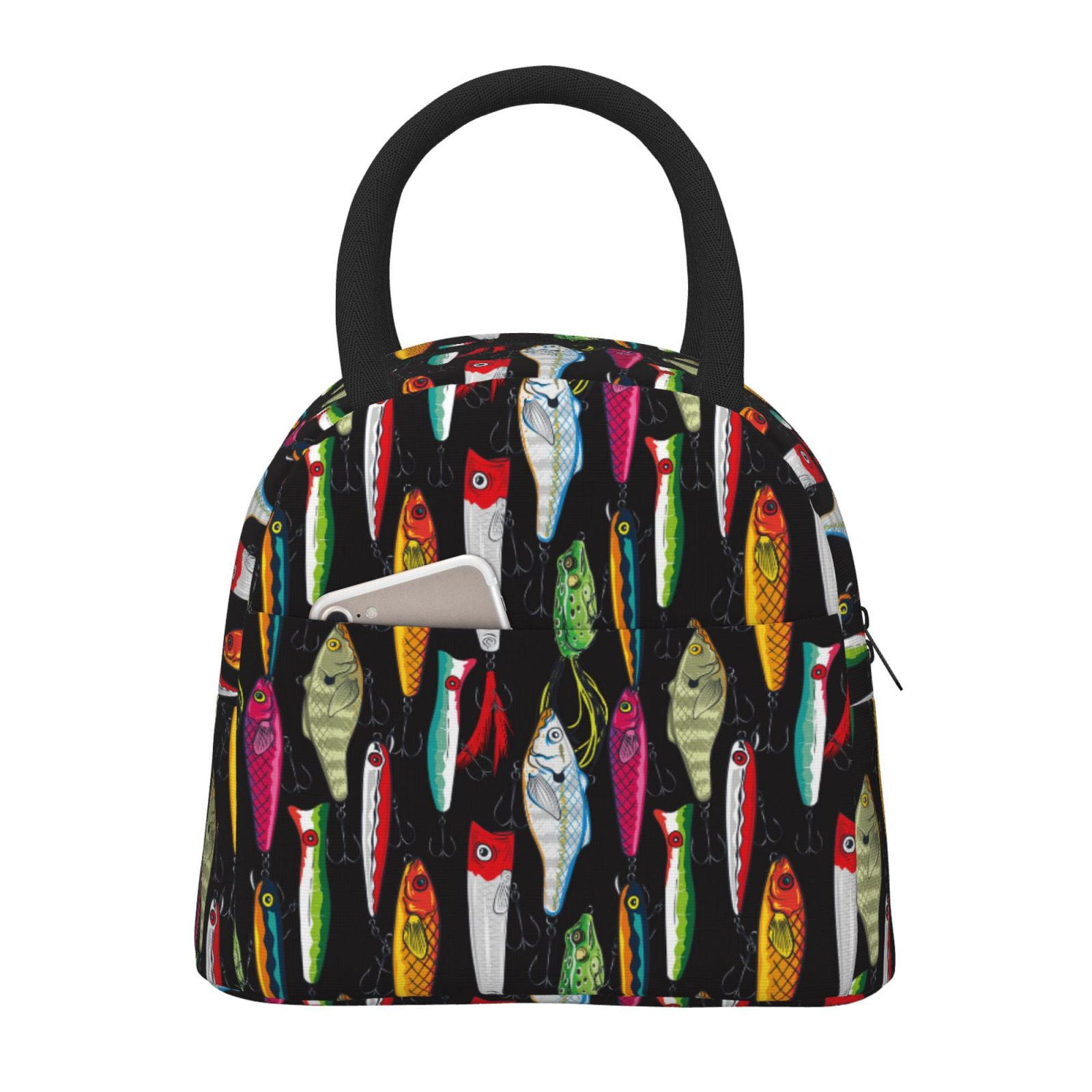 Yiaed Colorful Fishing Lures Print Lunch Bag Adult Insulated Lunch Box ...
