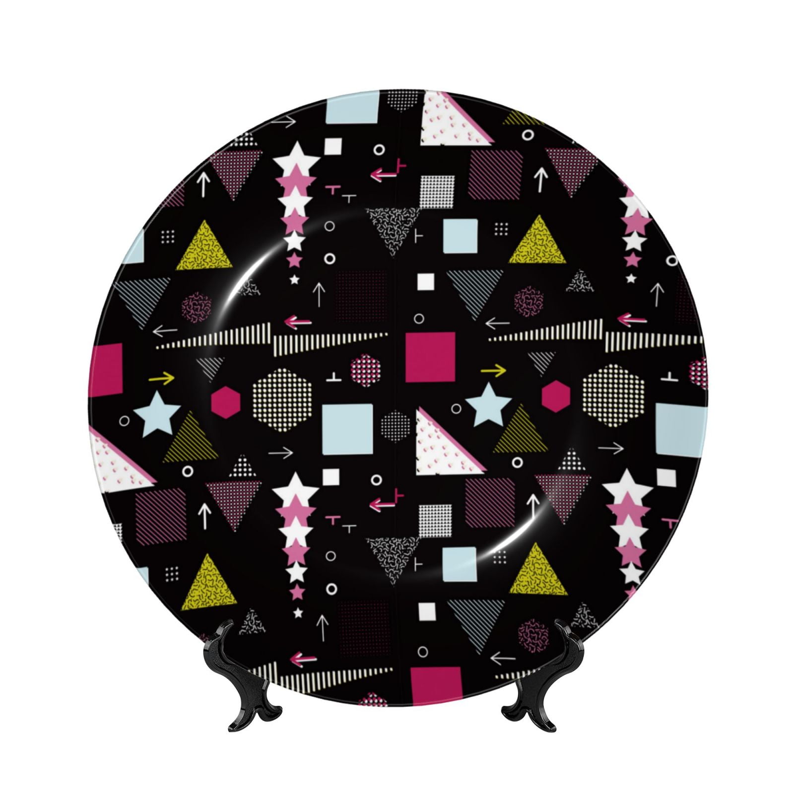 Yiaed Colorful Geometry Print Bone China Decorative Plate Ceramic ...