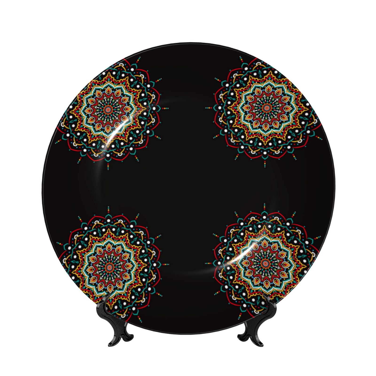 Yiaed Colorful Mandala Print Bone China Decorative Plate Ceramic Dinner ...