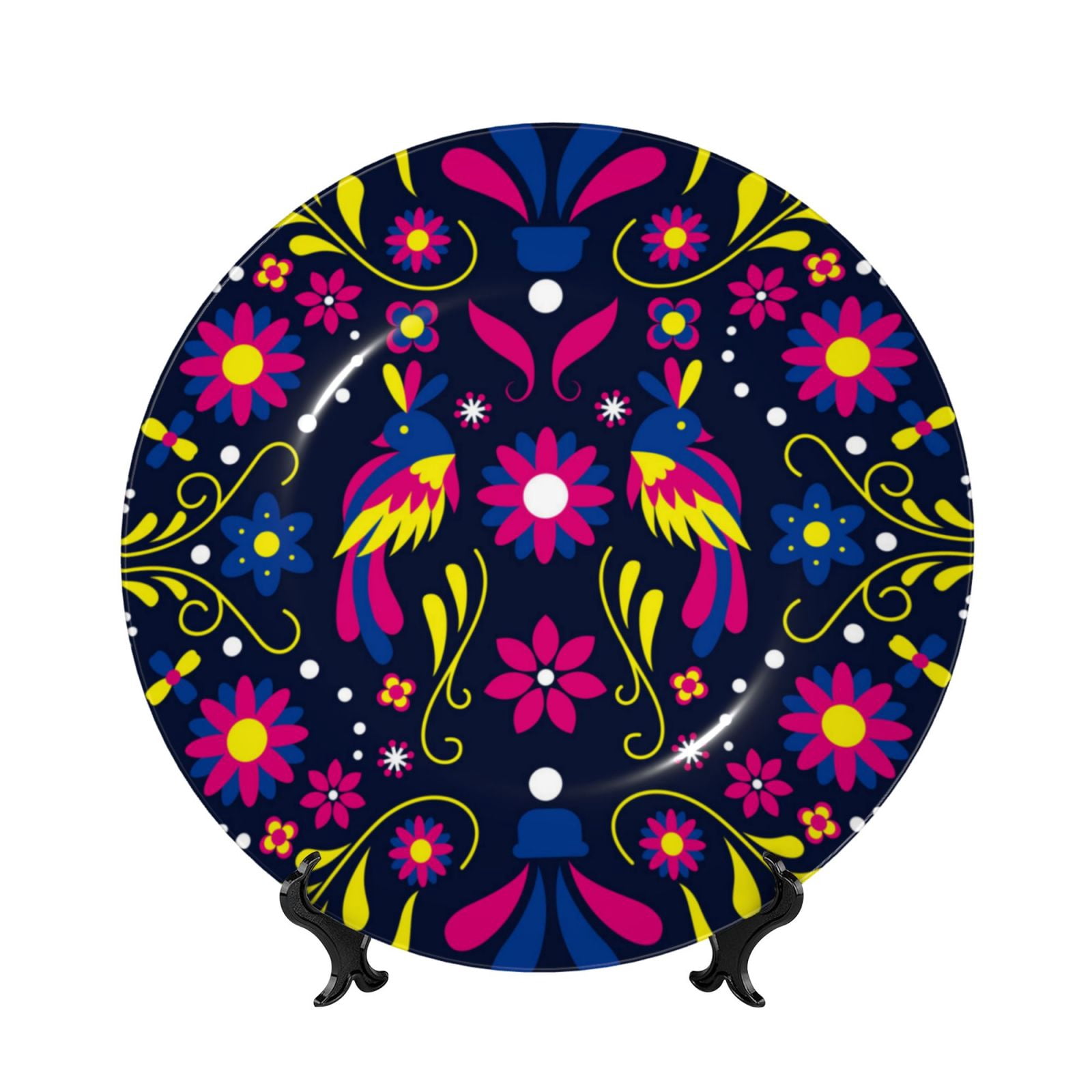 Yiaed Colorful Mexican Print Bone China Decorative Plate Ceramic Dinner ...