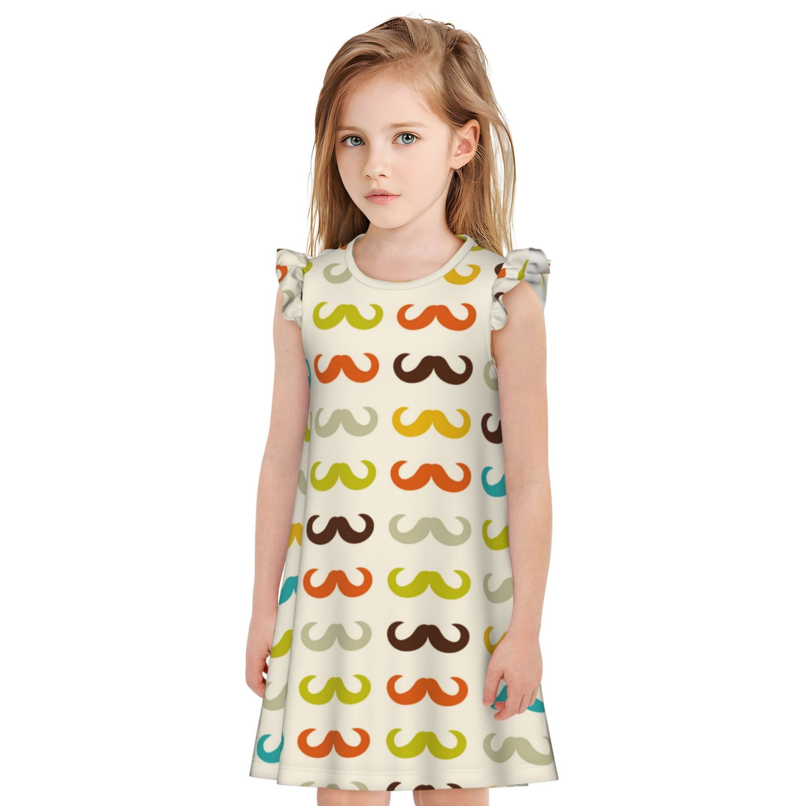Yiaed Colorful Mustache Print Girls Nightgowns, Princess Pajama Dresses ...