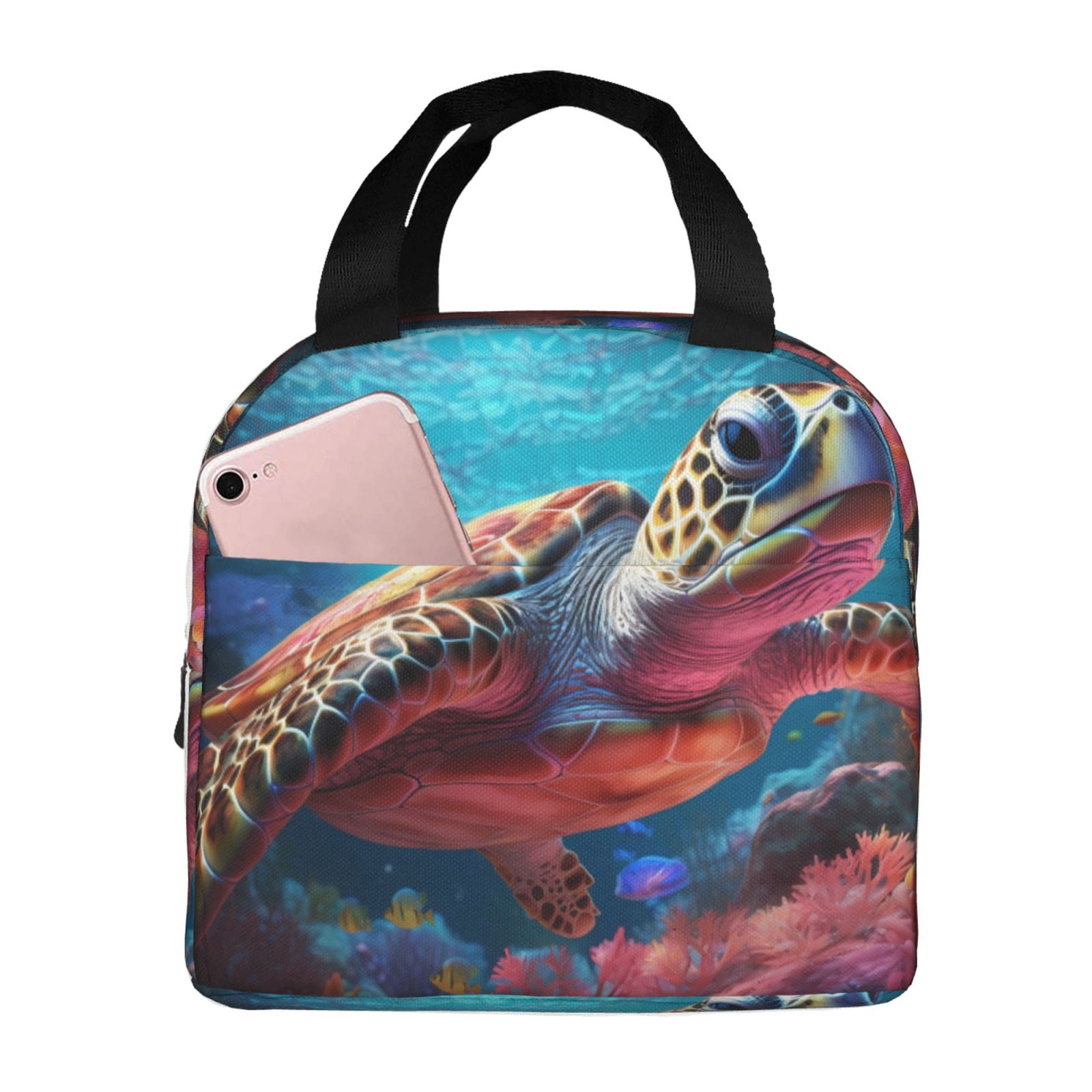Yiaed Colorful Ocean Sea Turtle Print Insulated Lunch Bag Reusable Cute ...