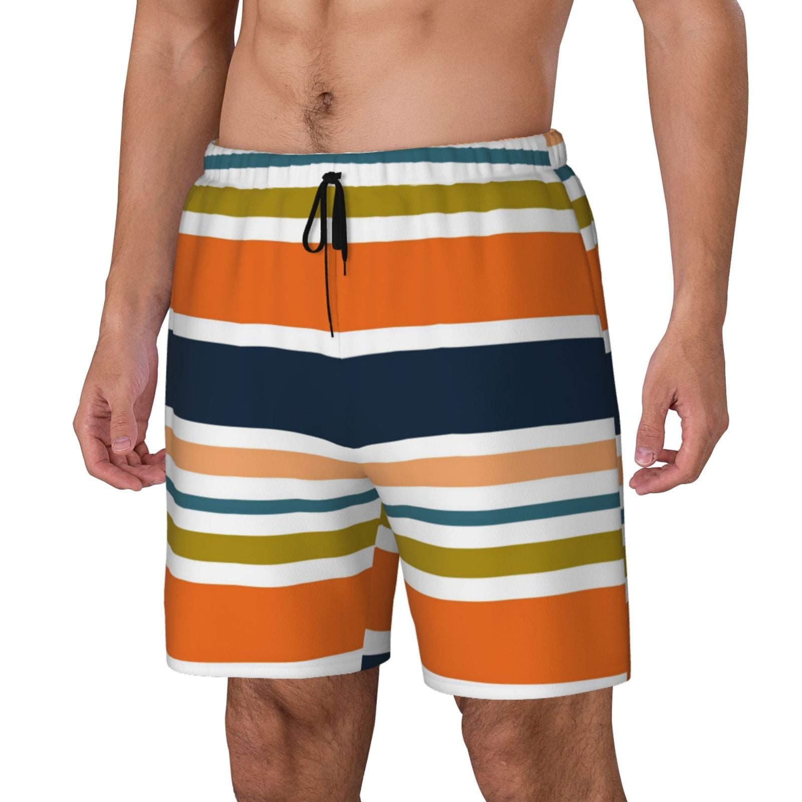 Yiaed Colorful Pastel Stripes Print Mens Swim Trunks Bathing Suit ...