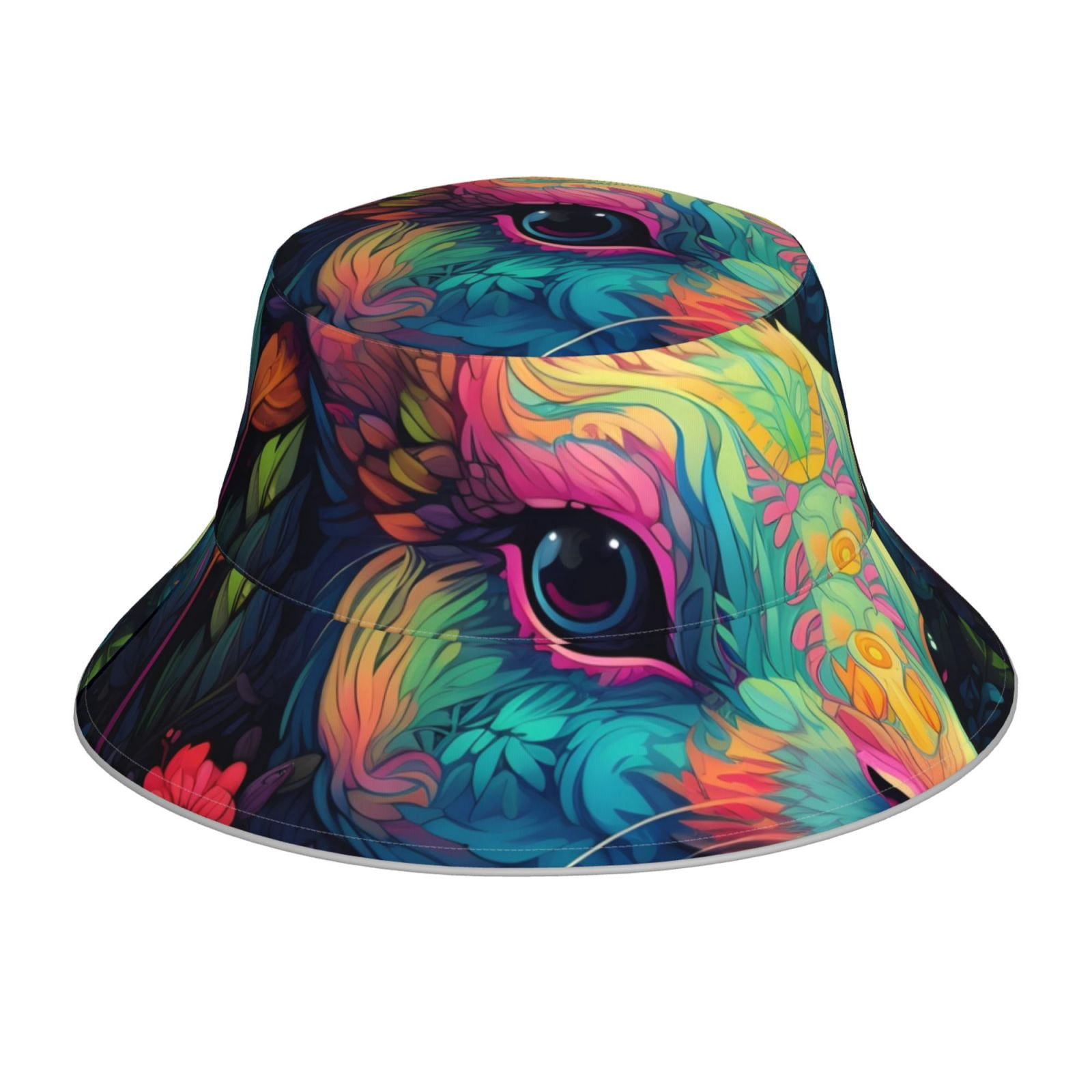Yiaed Colorful Patterned Rabbit Print Reflective Stripe Bucket Hat ...