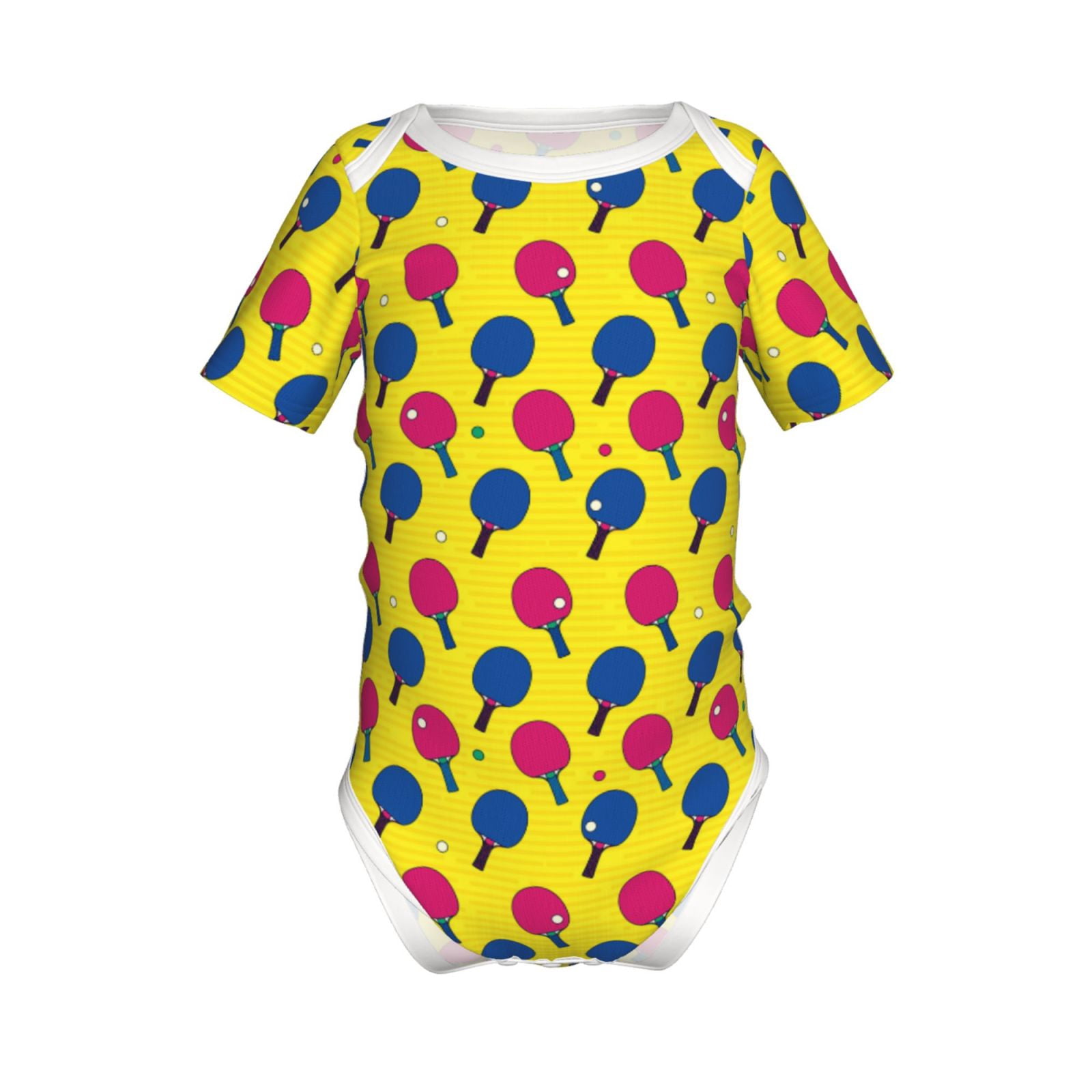 Yiaed Colorful Ping Pong Print Infant Climbing Short Sleeve Onesie One ...