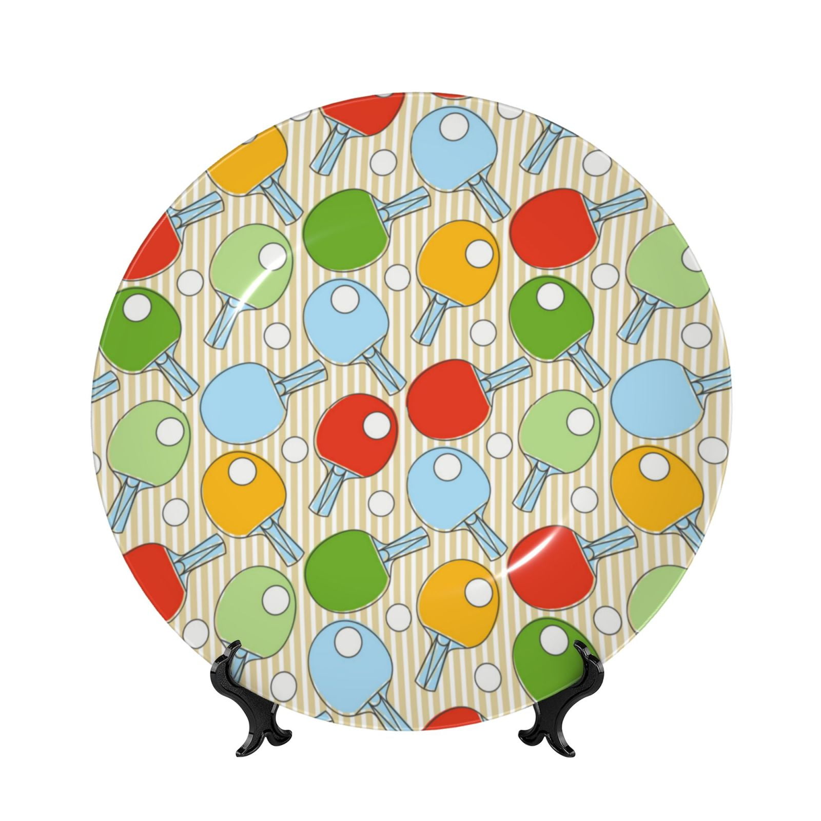 Yiaed Colorful Ping Pong Rackets1 Print Bone China Decorative Plate ...