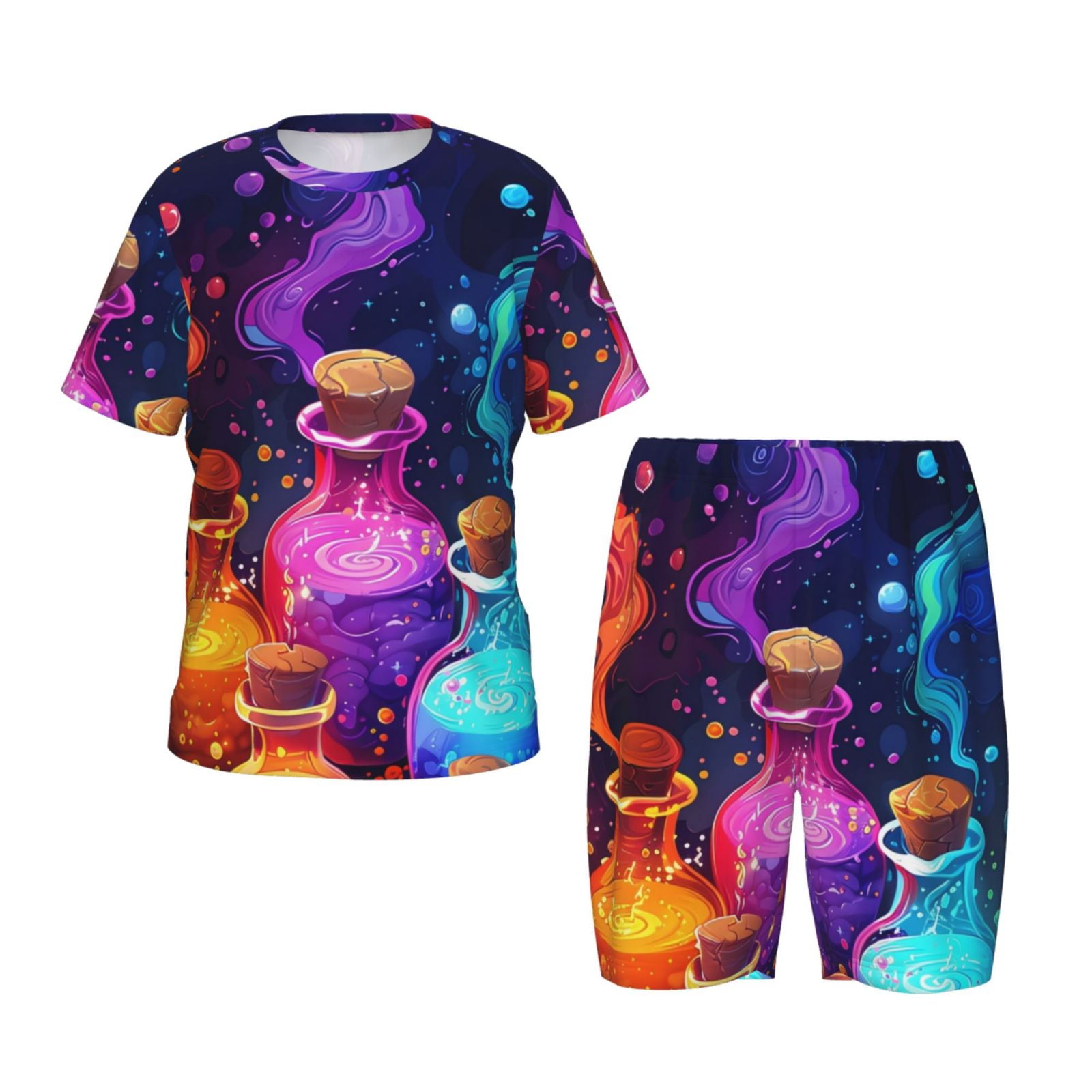 Yiaed Colorful Potion Bottles Magic for Kid's Short-Sleeved Pajamas Set ...