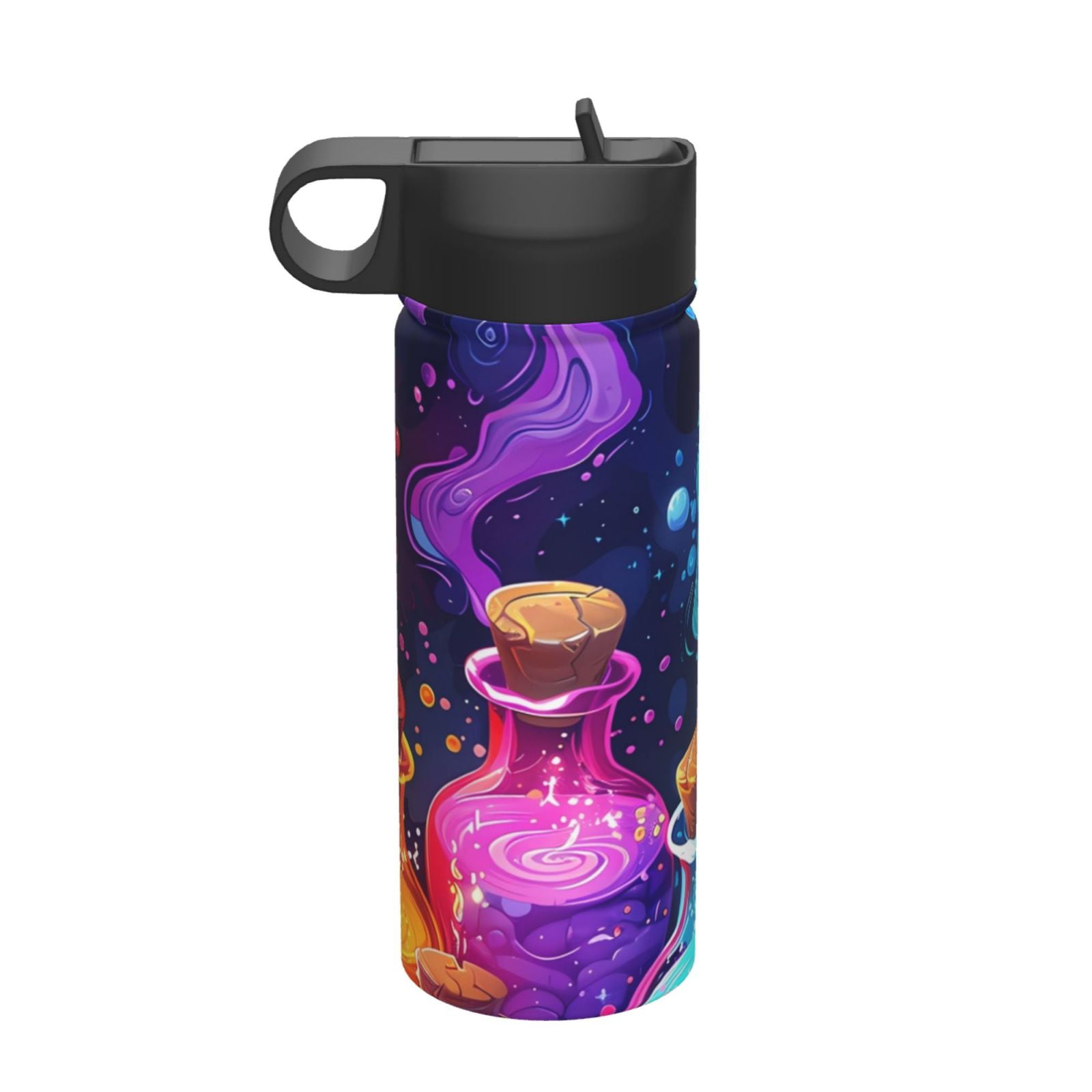 Yiaed Colorful Potion Bottles Magic Print Water Bottle with Straw Lid ...