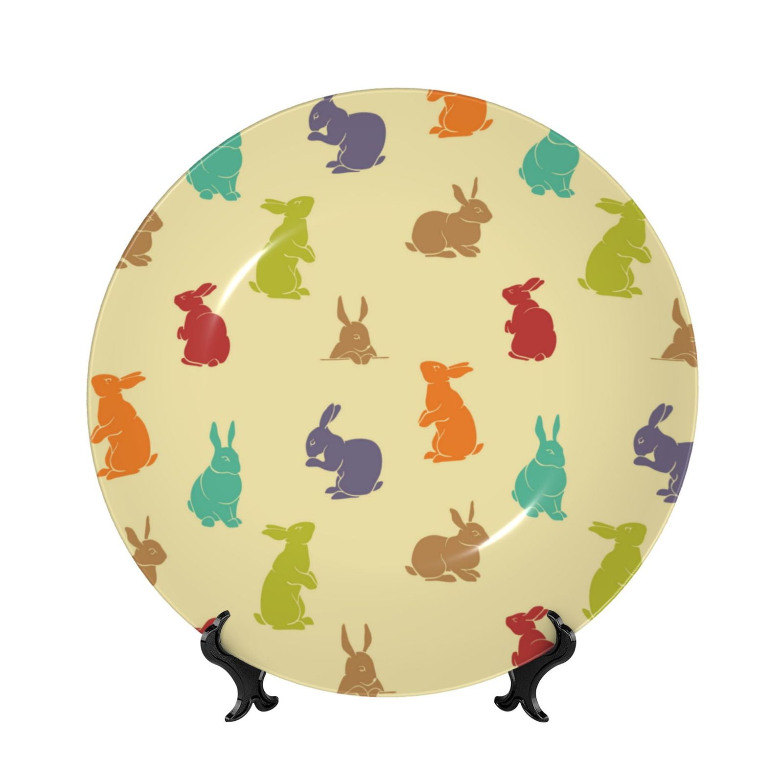 Yiaed Colorful Rabbit Print Bone China Decorative Plate Ceramic Dinner ...
