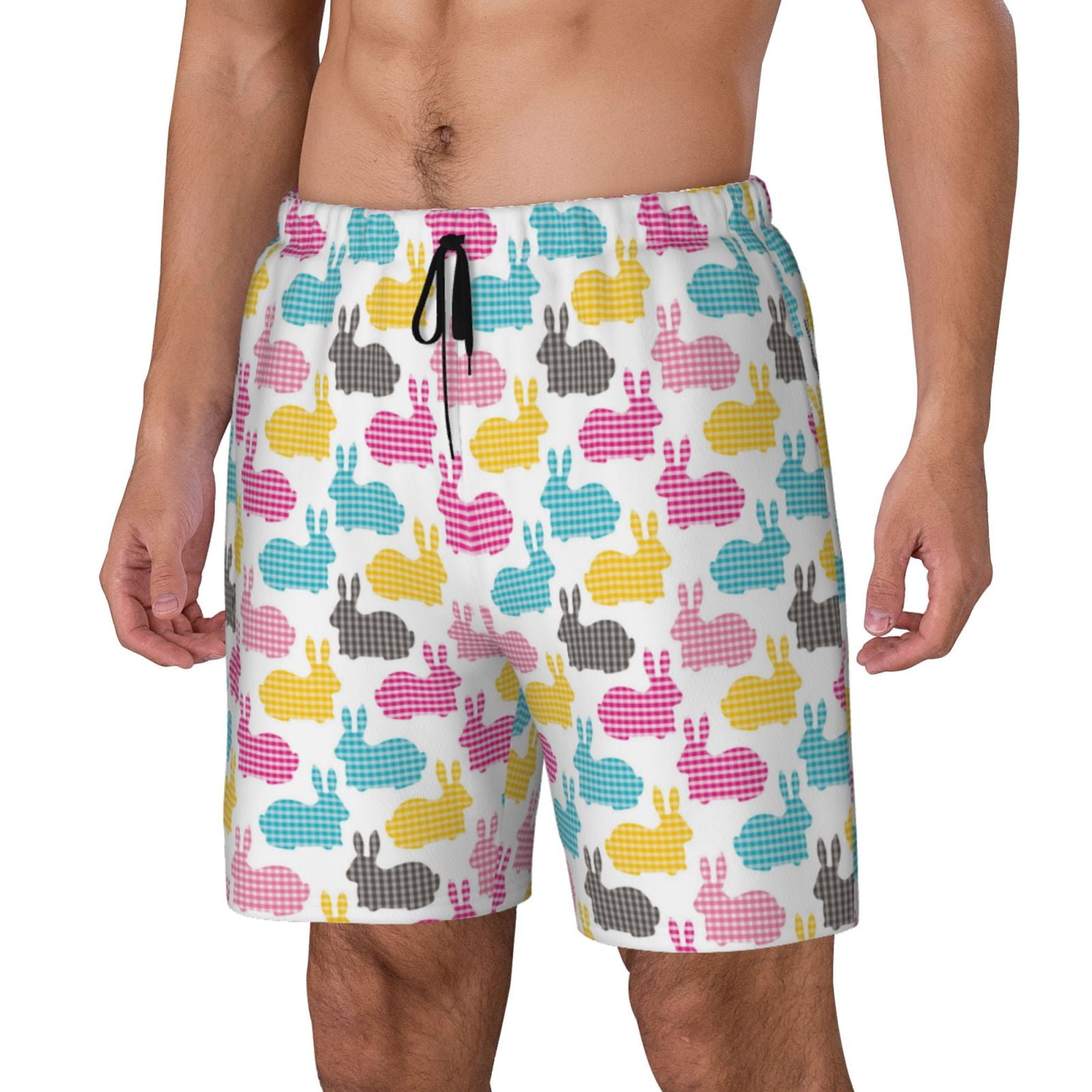 Yiaed Colorful Rabbit Print Mens Swim Trunks Bathing Suit Compression ...