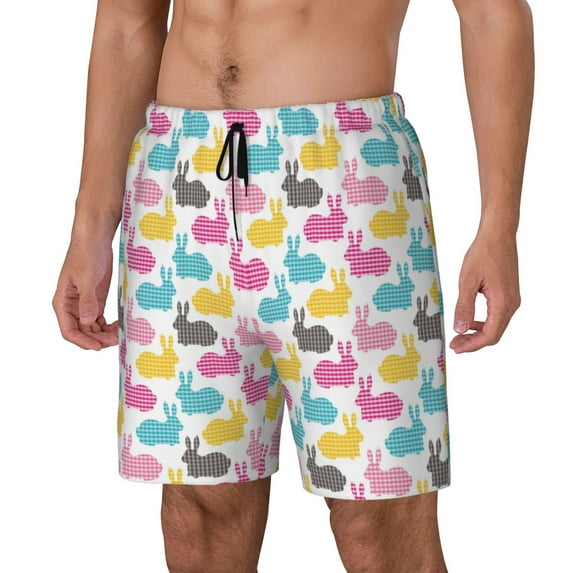 Yiaed Colorful Rabbit Print Mens Swim Trunks Bathing Suit Compression ...