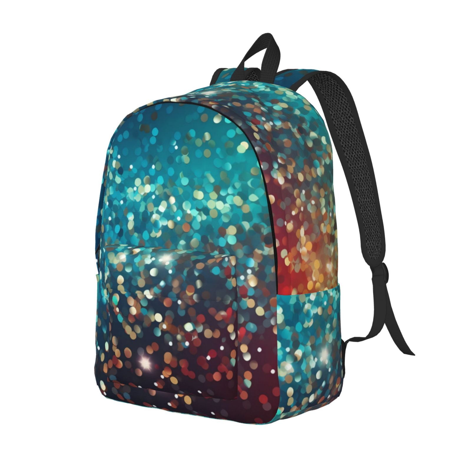 Yiaed Colorful Rainbow Glitter Print Laptop Backpack Travel Canvas ...