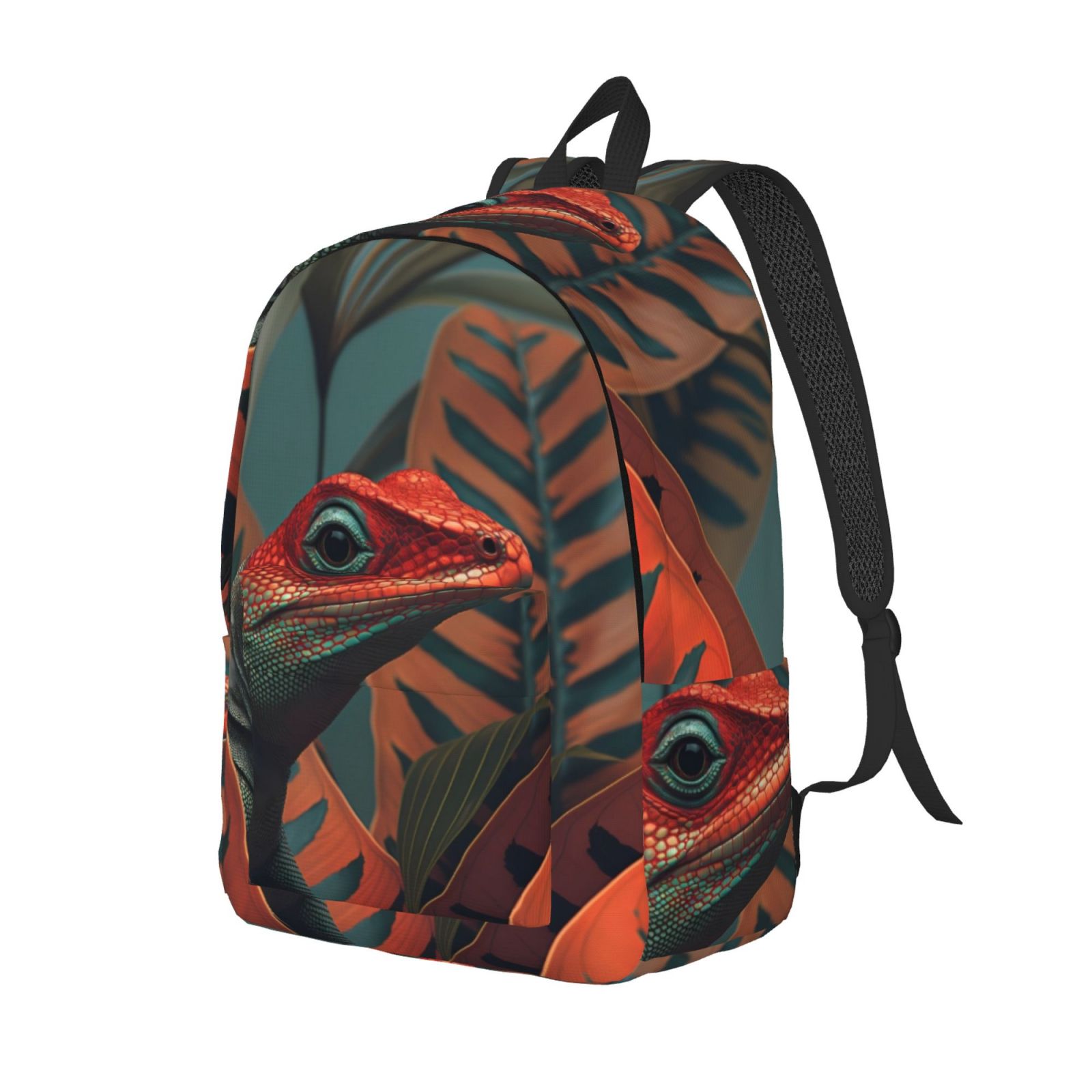 Yiaed Colorful Reptile And Leaves Print Laptop Backpack Travel Canvas ...
