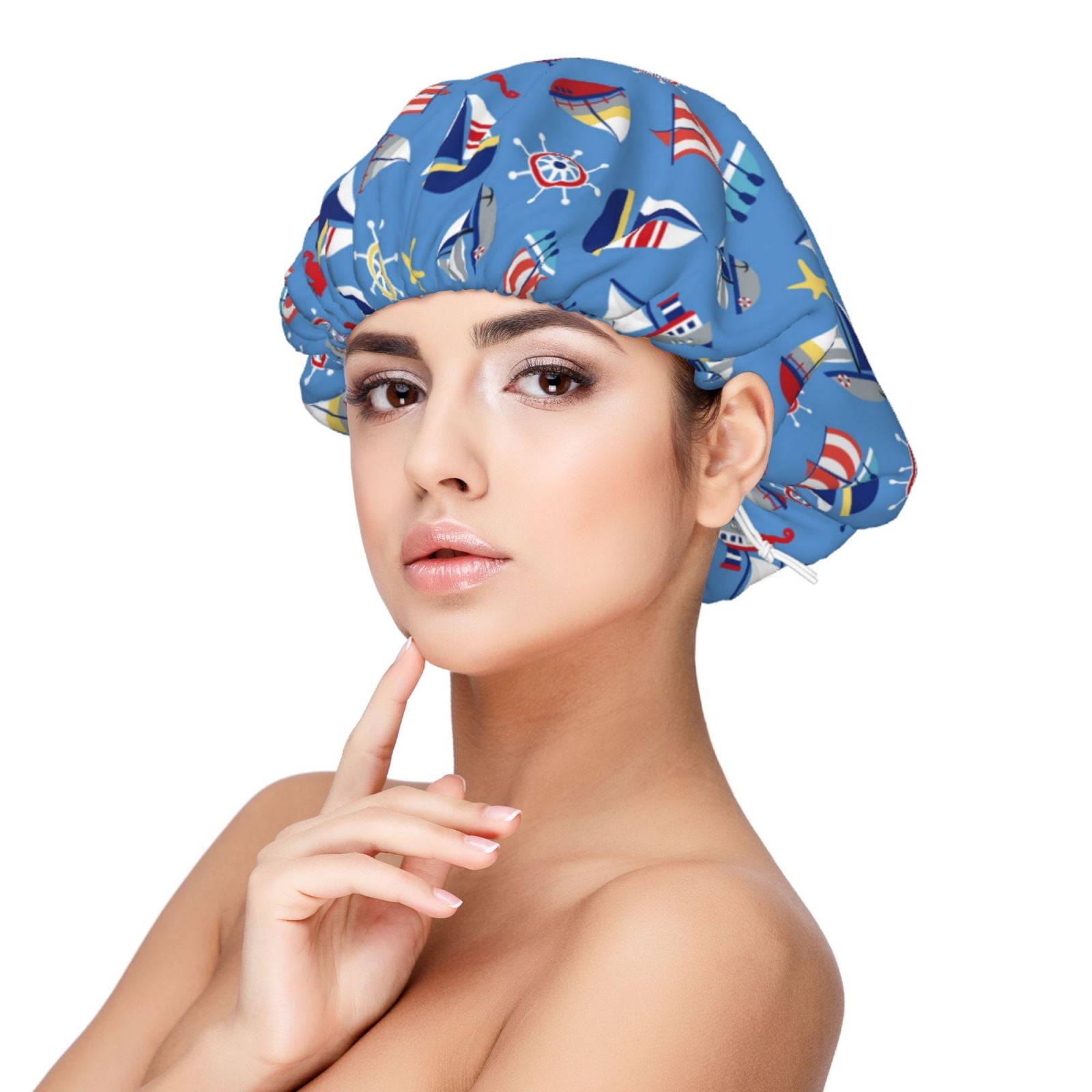 Yiaed Colorful Sailing Ship Print Satin Bonnet Silk Bonnet Hair Bonnet ...