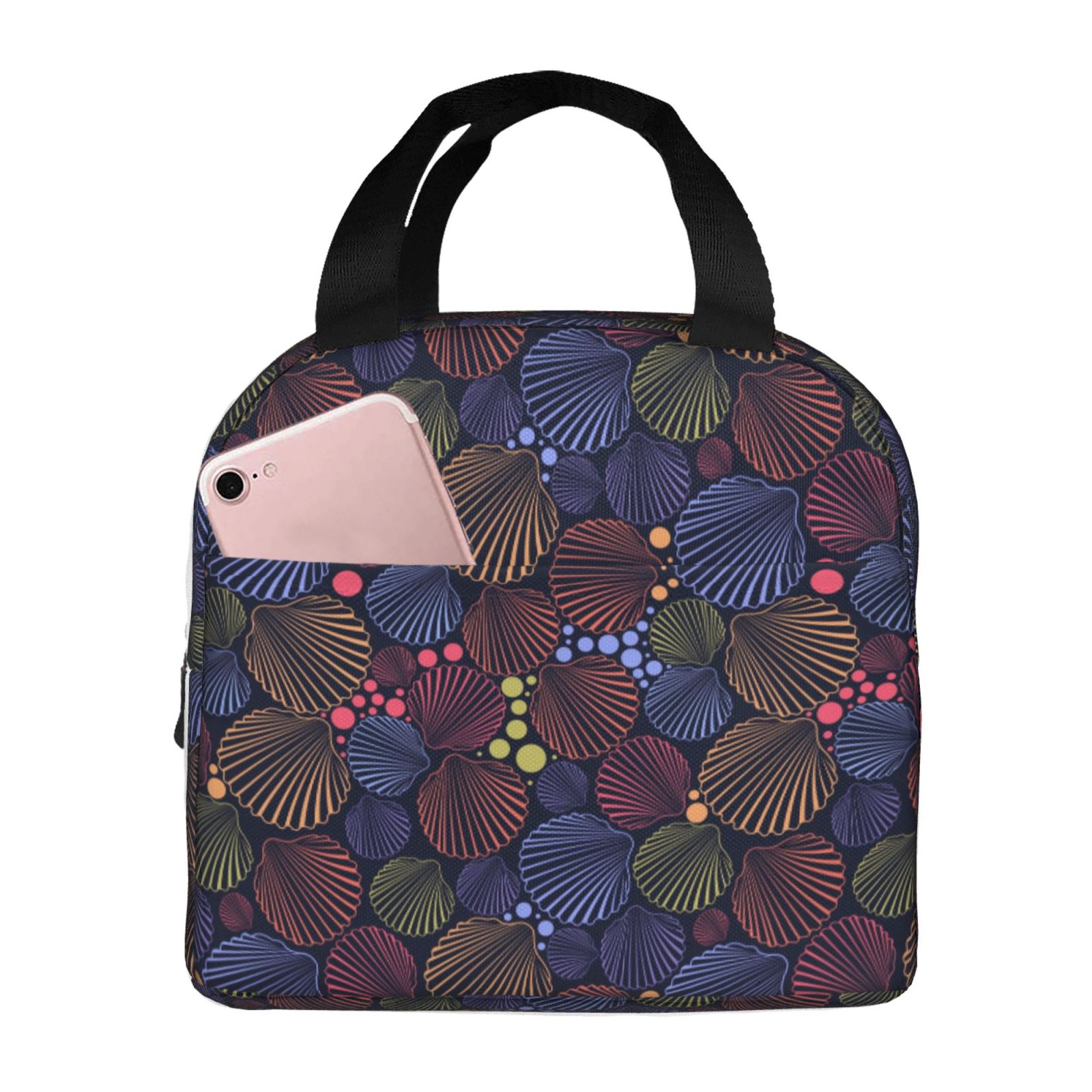 Yiaed Colorful Shells Print Insulated Lunch Bag Reusable Cute Tote ...