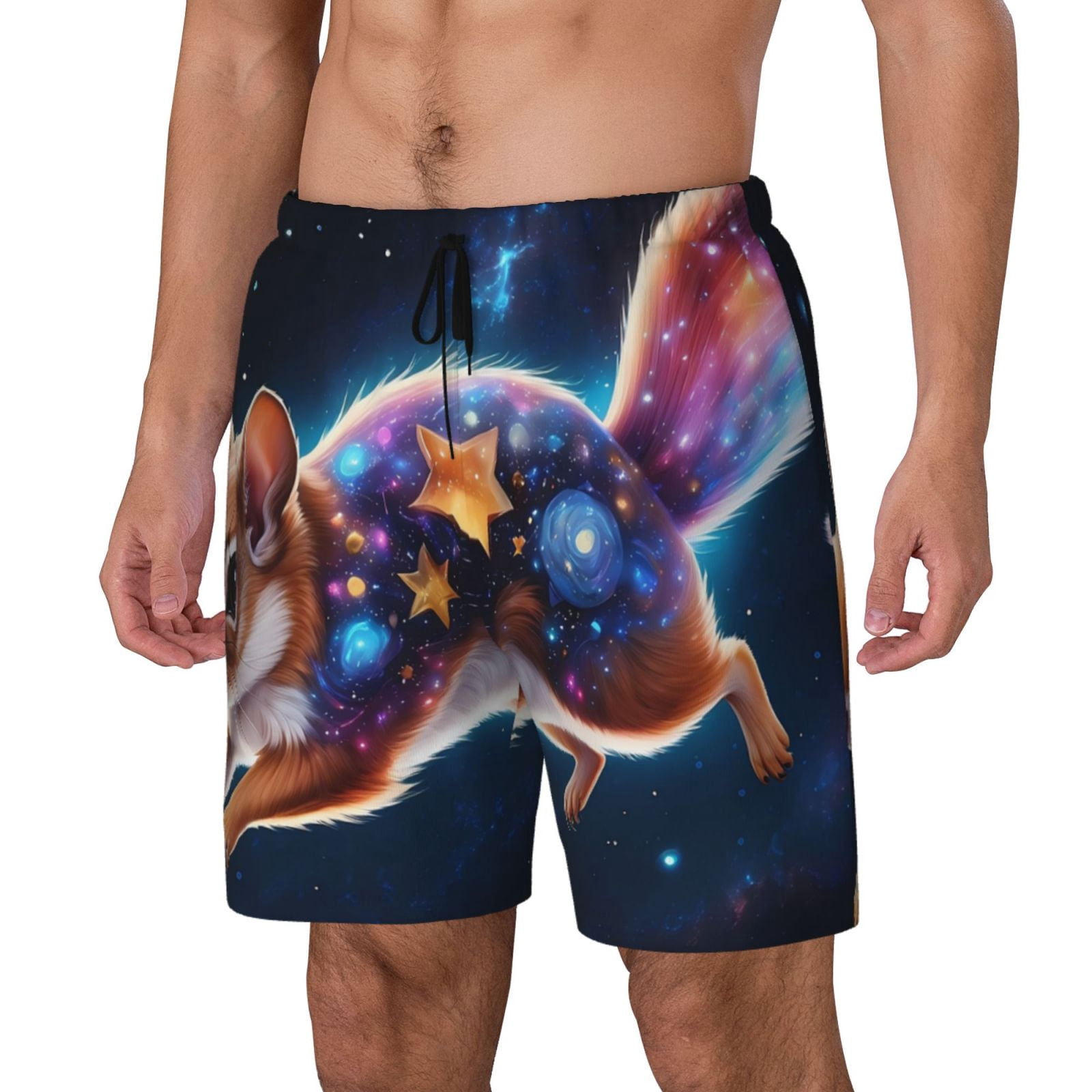 Yiaed Colorful Star River Squirrel Print Mens Swim Trunks Bathing Suit ...