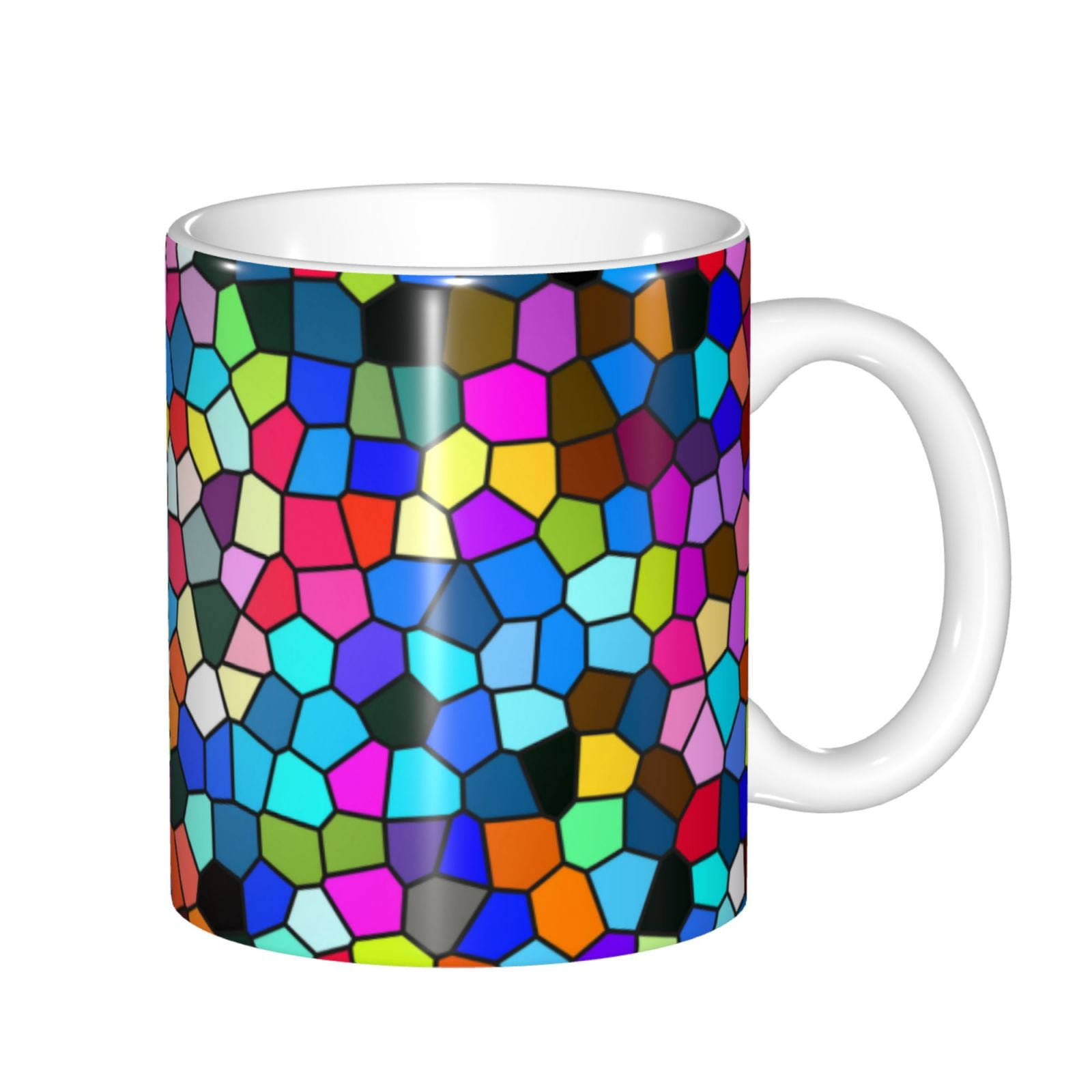 Yiaed Colorful Tie Dye Stained Glass 2 Print Ceramics Coffee,Large ...