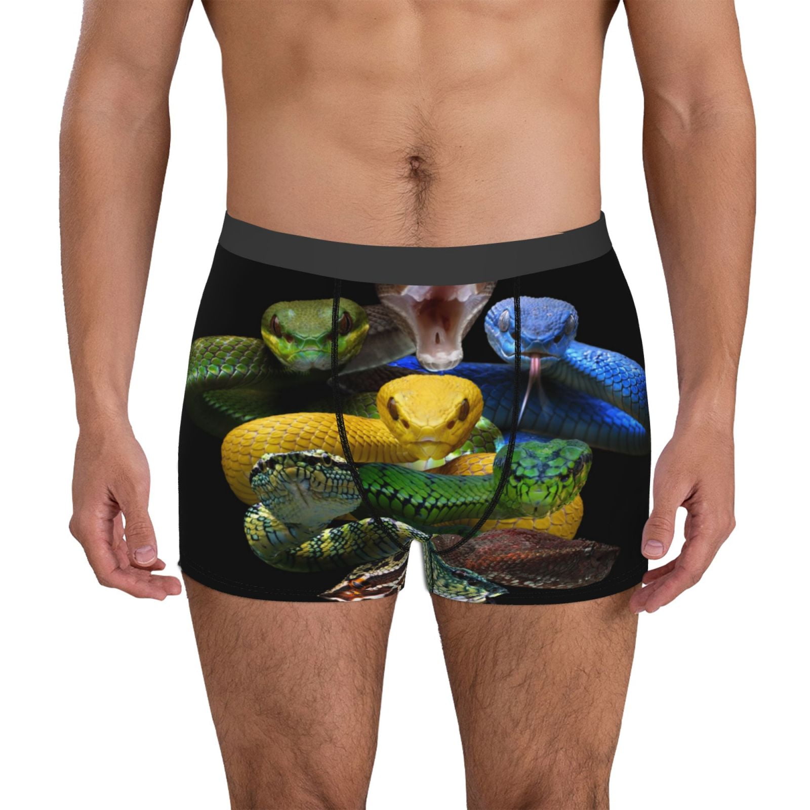 Yiaed Colorful Viper Snake Print Men's Soft Cotton Boxer Shorts ...