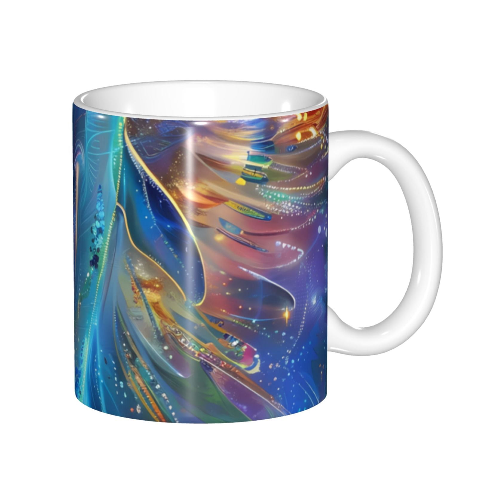 Yiaed Colorful Winged Dolphin Print Ceramics Coffee,Large Handle Design ...