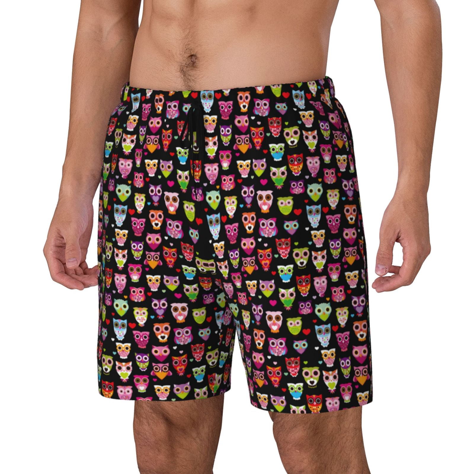 Yiaed Colourfull Owl Print Mens Swim Trunks Bathing Suit Compression Liner Beach Swim Shorts ...
